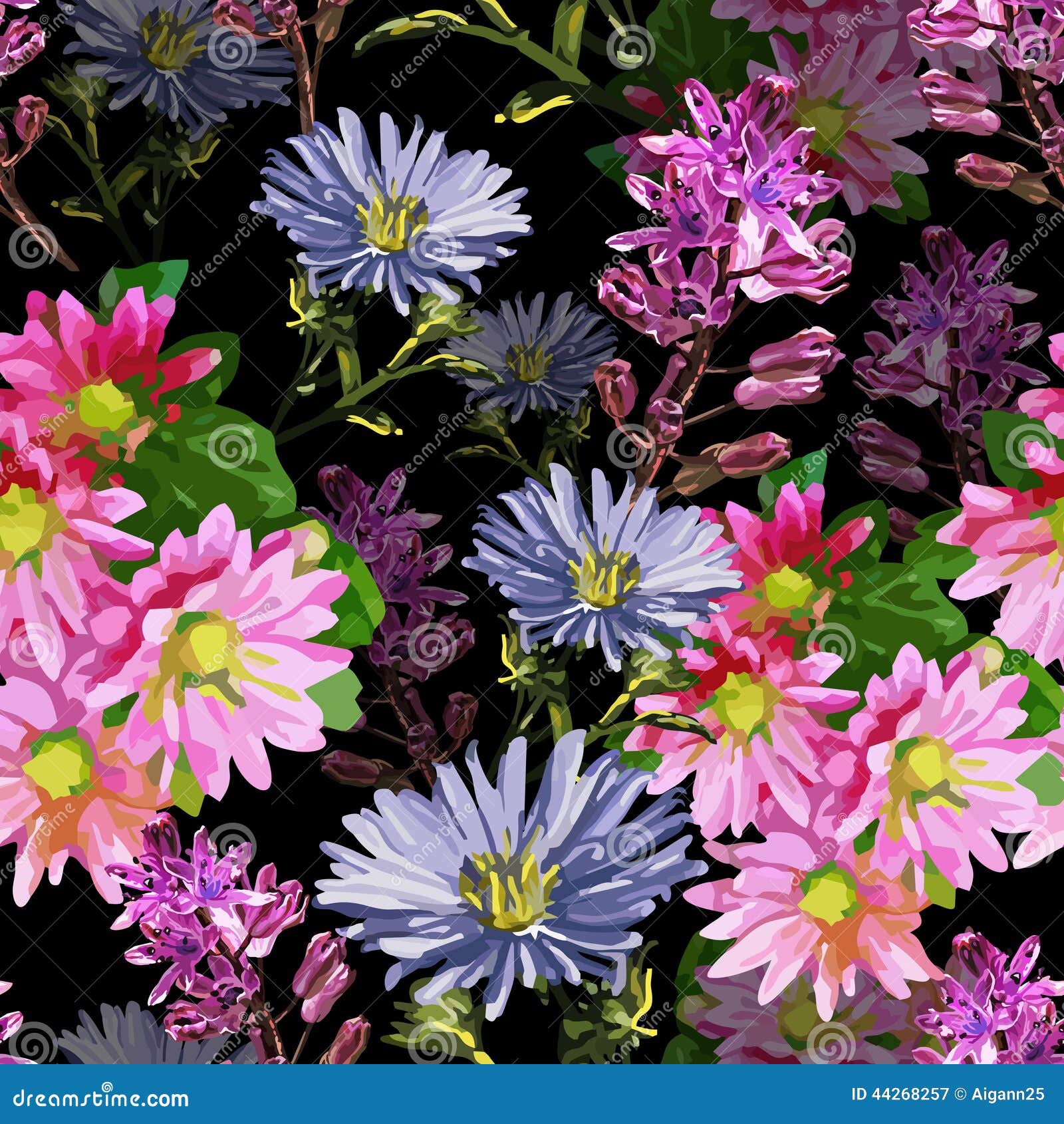 Autumn beautiful flowers stock vector. Illustration of frame - 44268257