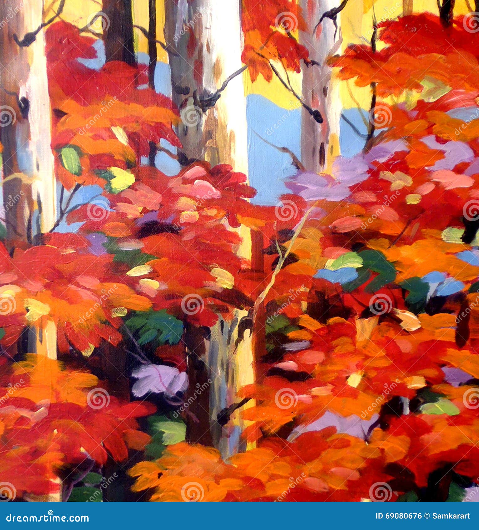 Autumn Beauty -Acrylic on Canvas Painting Stock Illustration ...