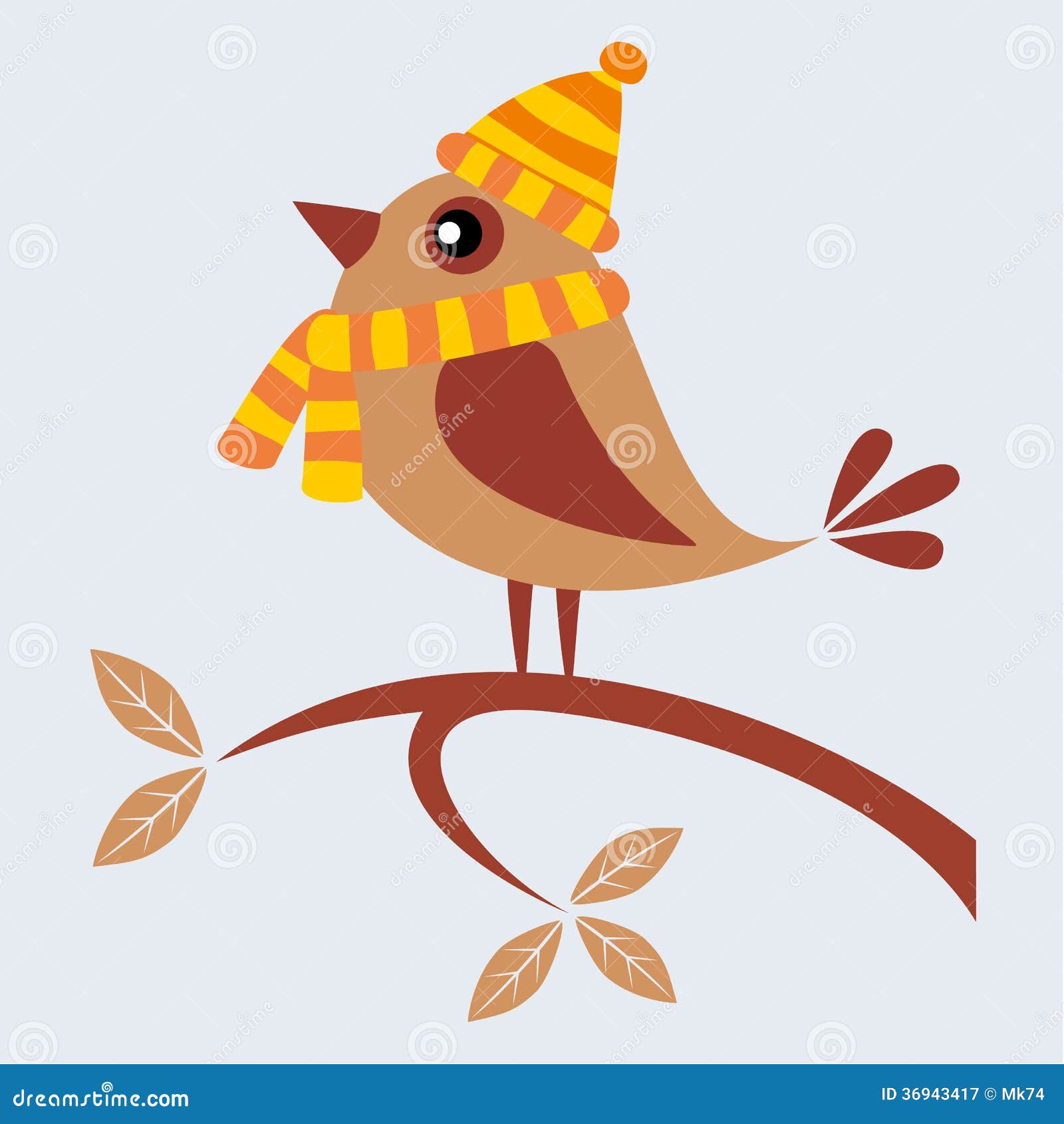 Autumn bird stock vector. Illustration of animals, leaf - 36943417