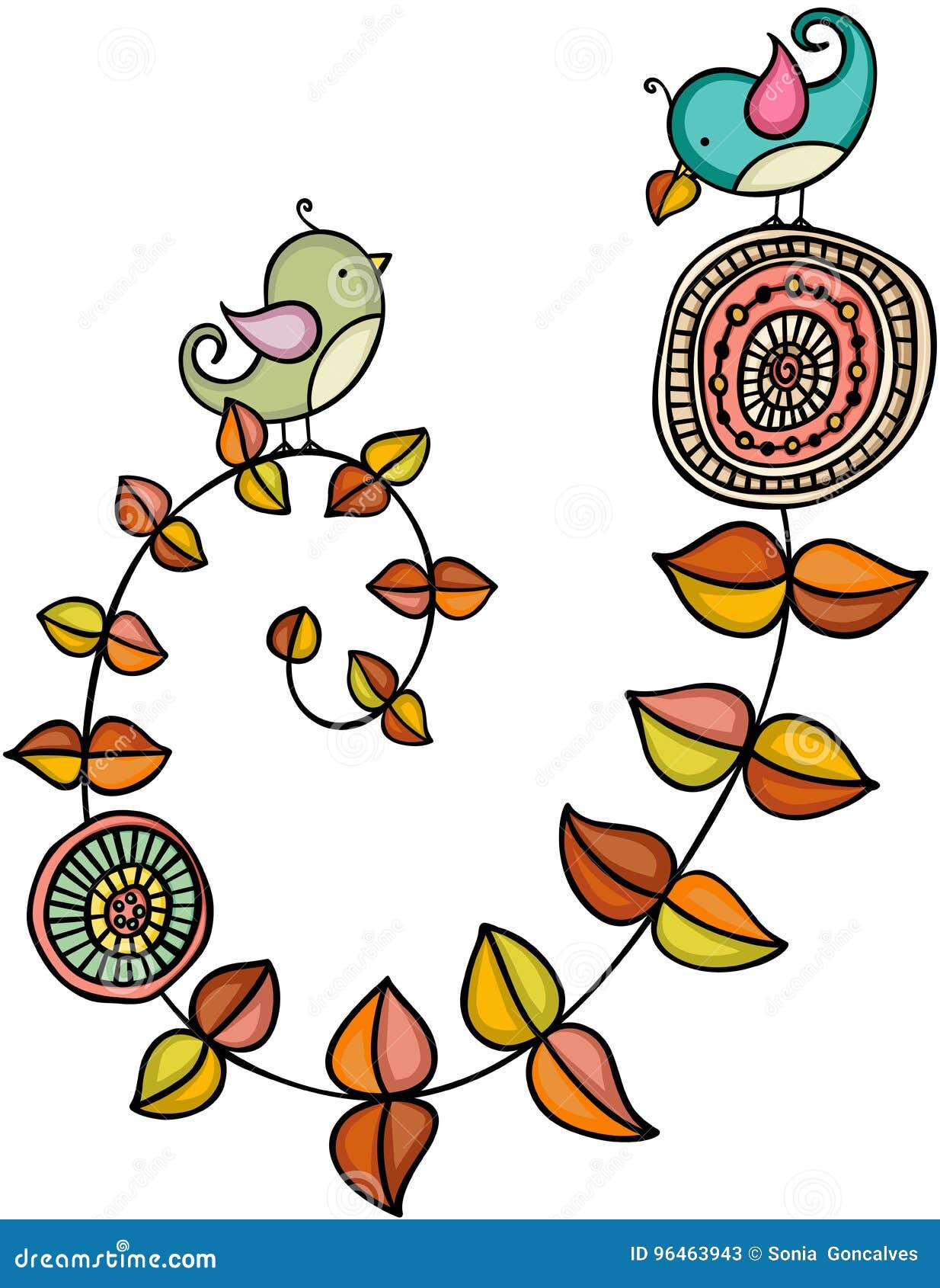 Autumn bird theme stock vector. Illustration of animal - 96463943