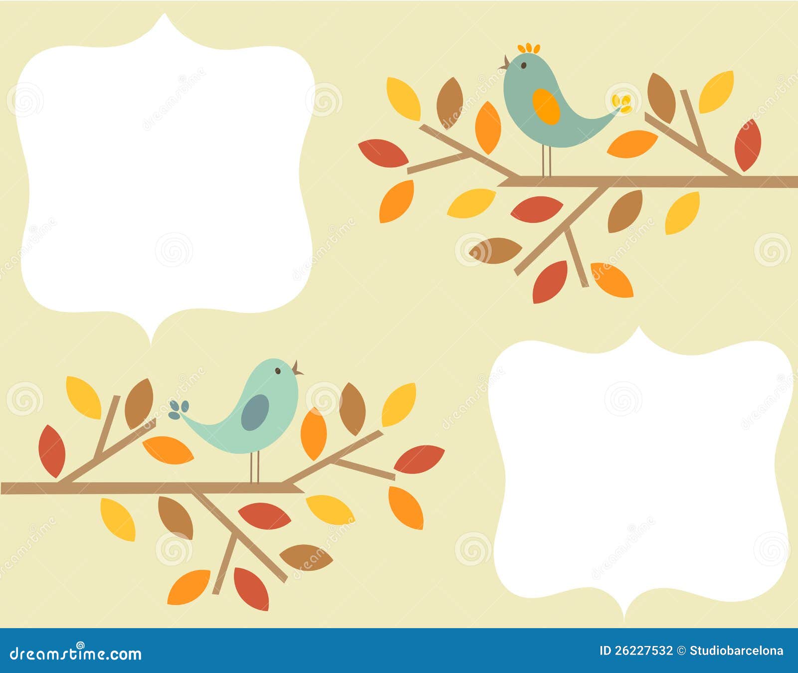 Autumn birds frame stock vector. Illustration of elements - 26227532