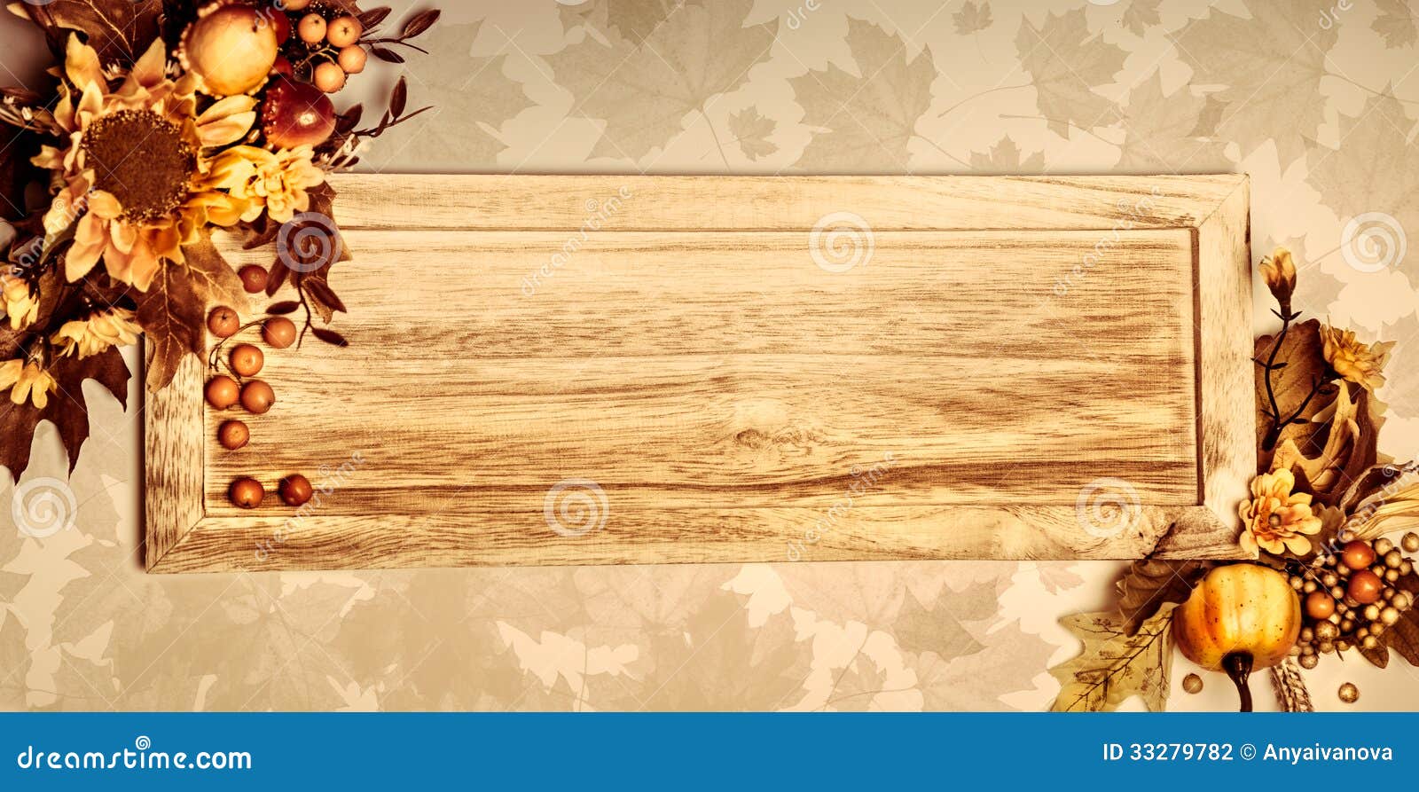 Autumn board, copy space stock photo. Image of pumpkin - 33279782