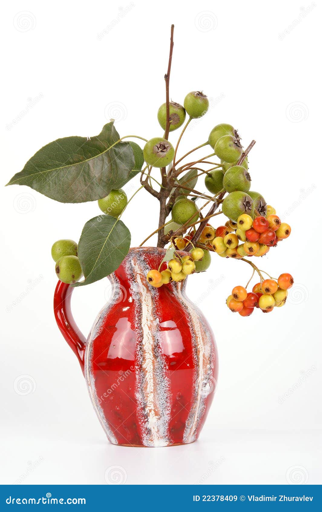 Autumn Bouquet with Berries of Hawthorn and Pear Stock Image - Image of ...