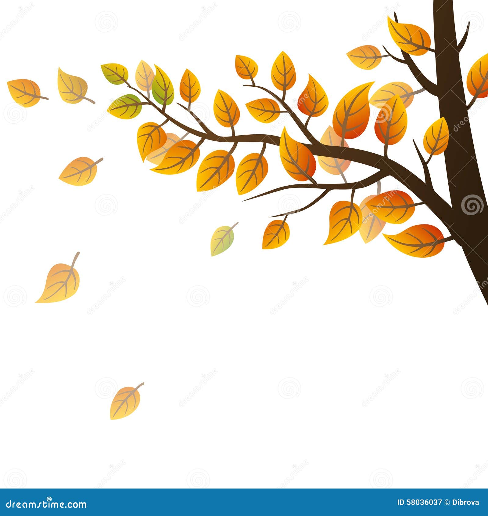 Autumn branch stock vector. Illustration of vector, orange - 58036037