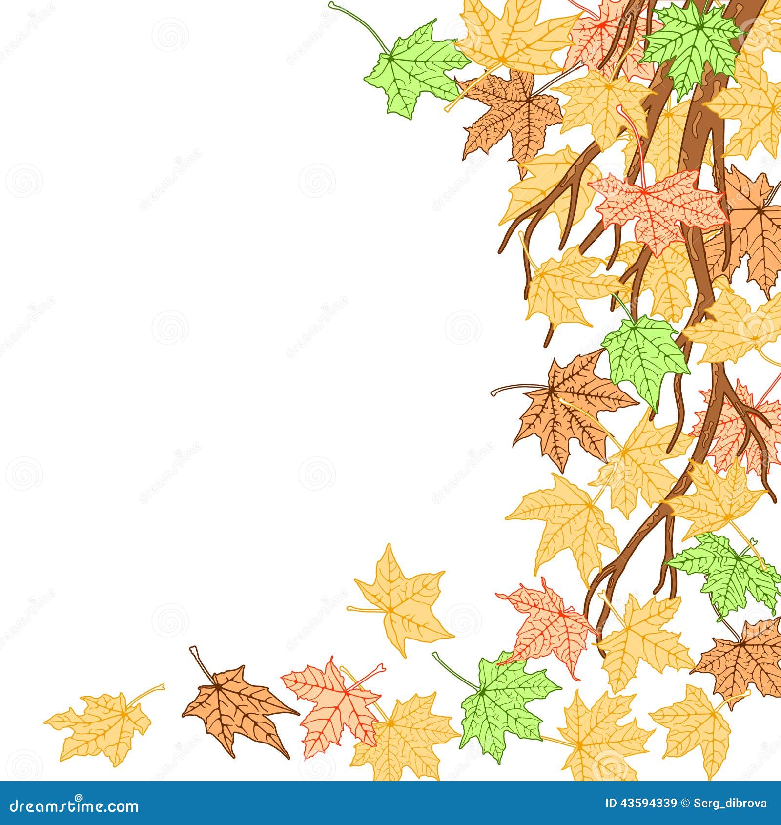 Autumn branch template stock vector. Illustration of brown - 43594339