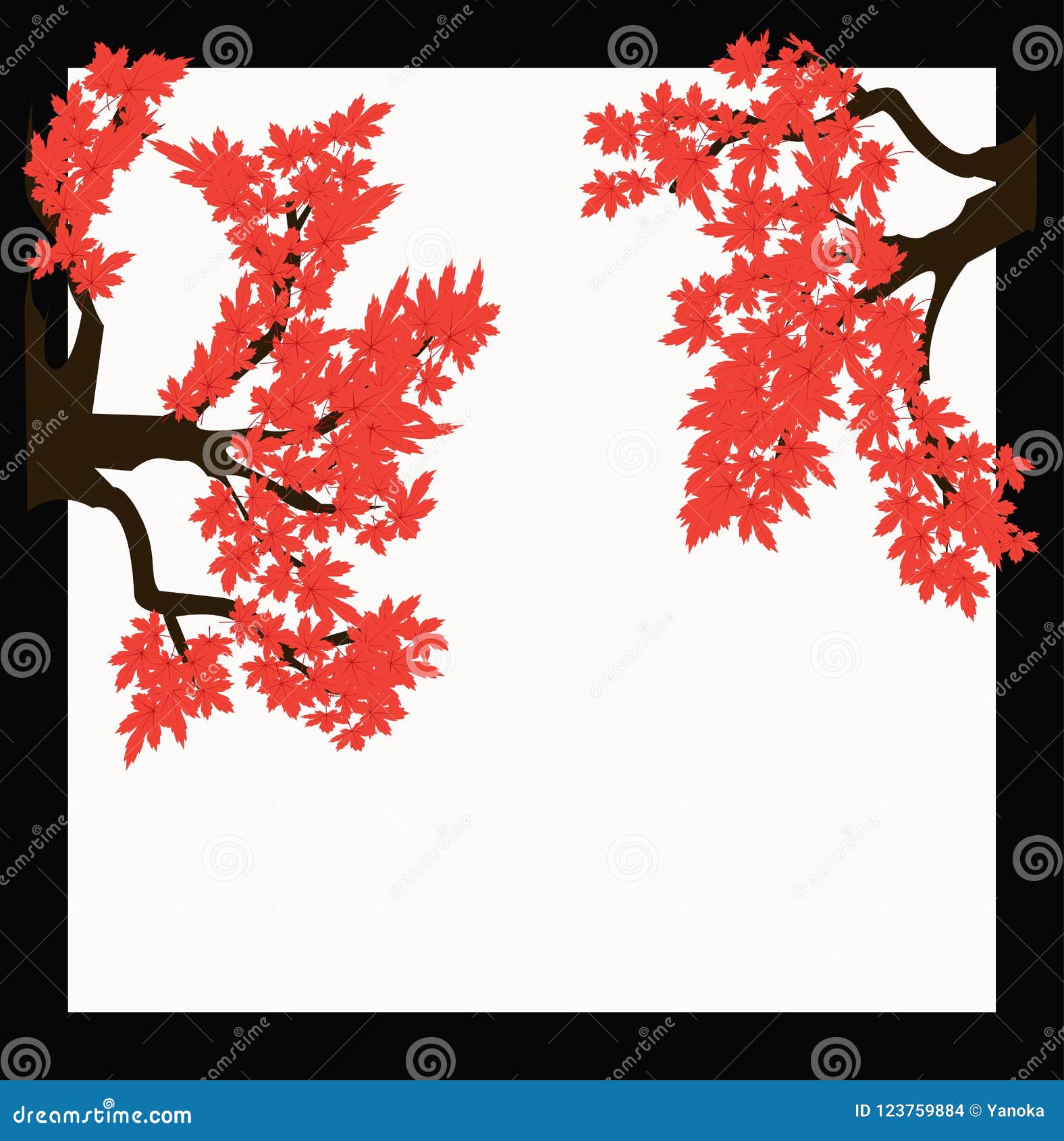 Autumn Branches of a Maple Tree on a White Background Stock Vector ...