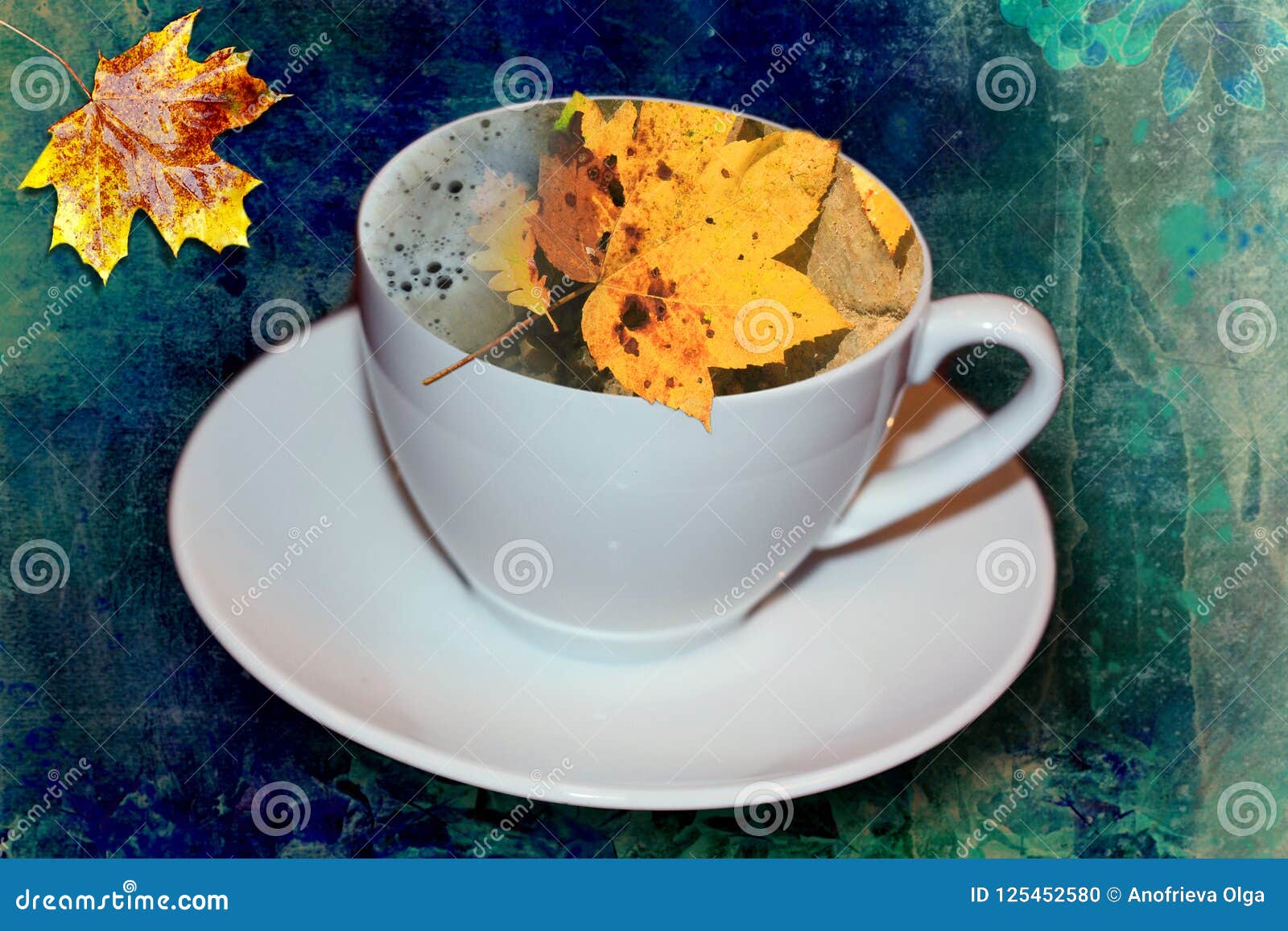 Autumn Breakfast with a Leaf of a Maple Stock Photo - Image of ...