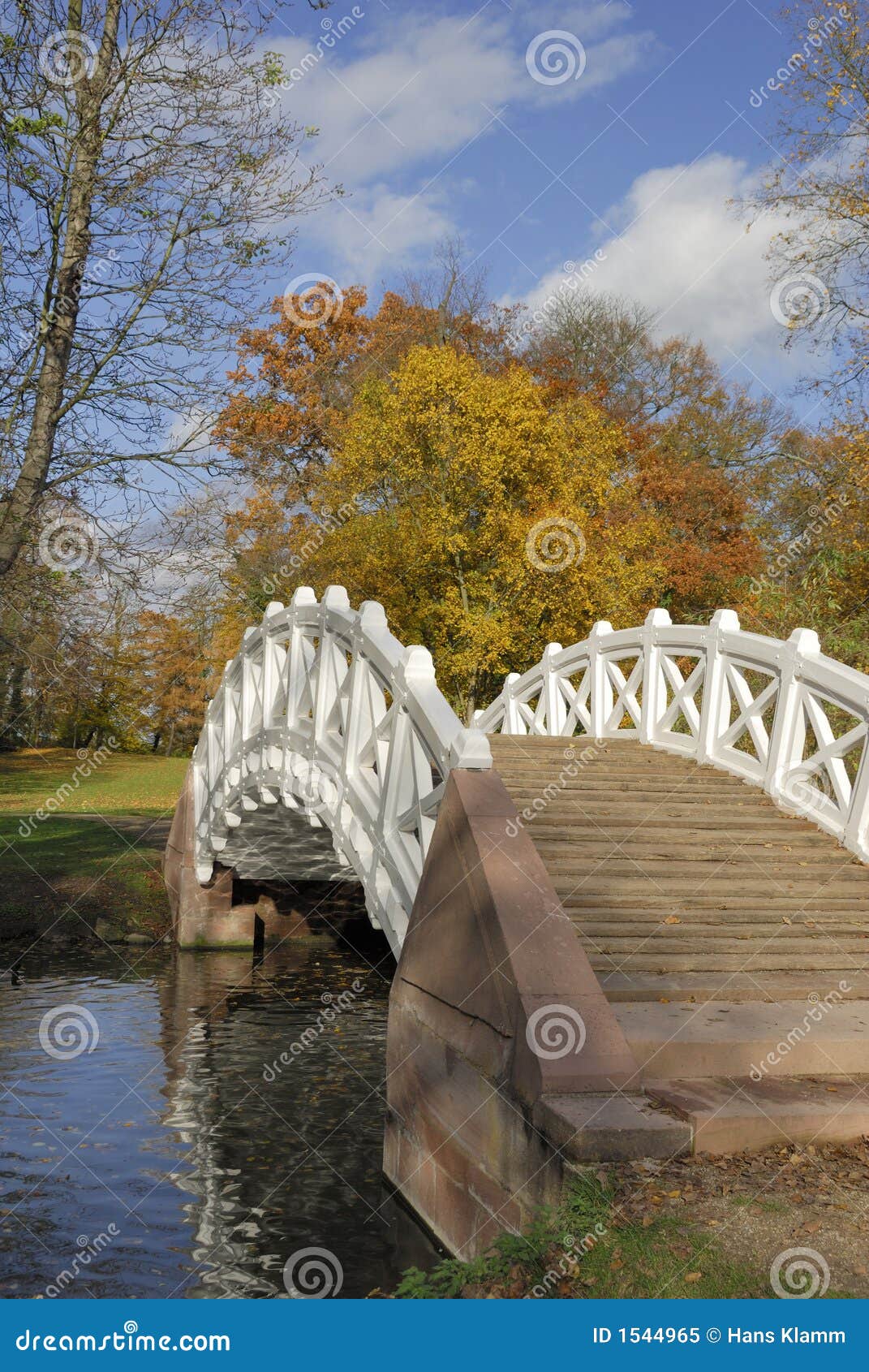 Autumn Bridge stock image. Image of clouds, blue, railing - 1544965