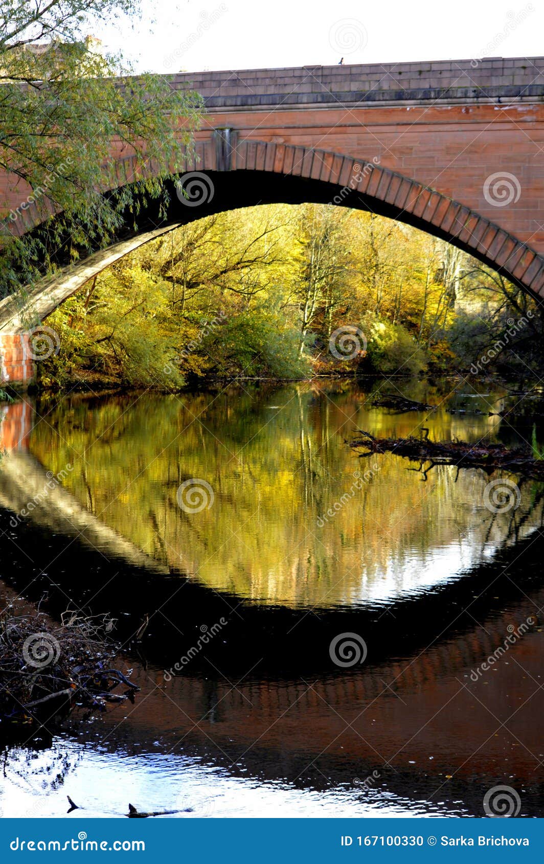 Autumn Bridge Reflects in River Stock Photo - Image of water, autumn ...