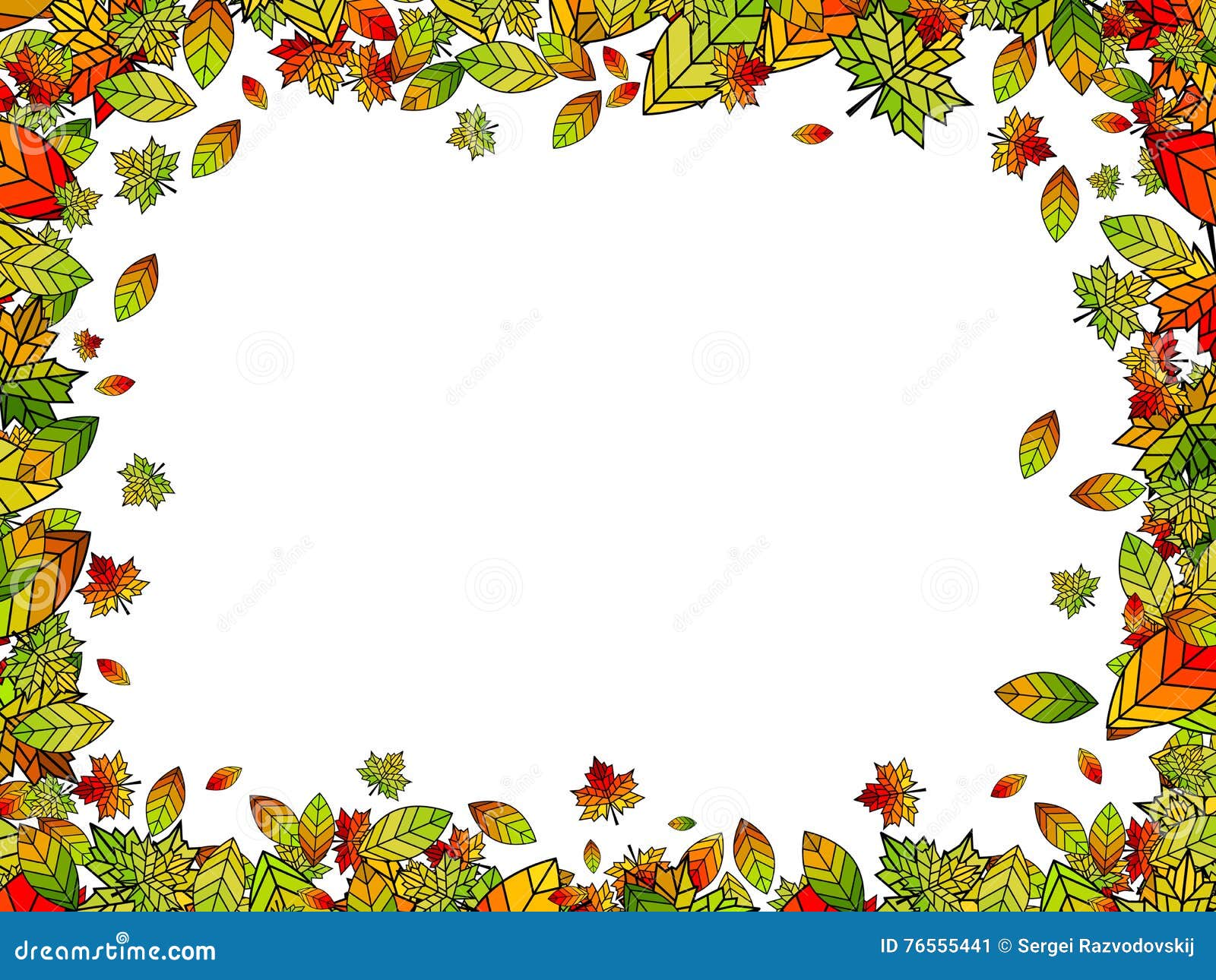 Autumn Bright Leaf Border stock vector. Illustration of nature - 76555441