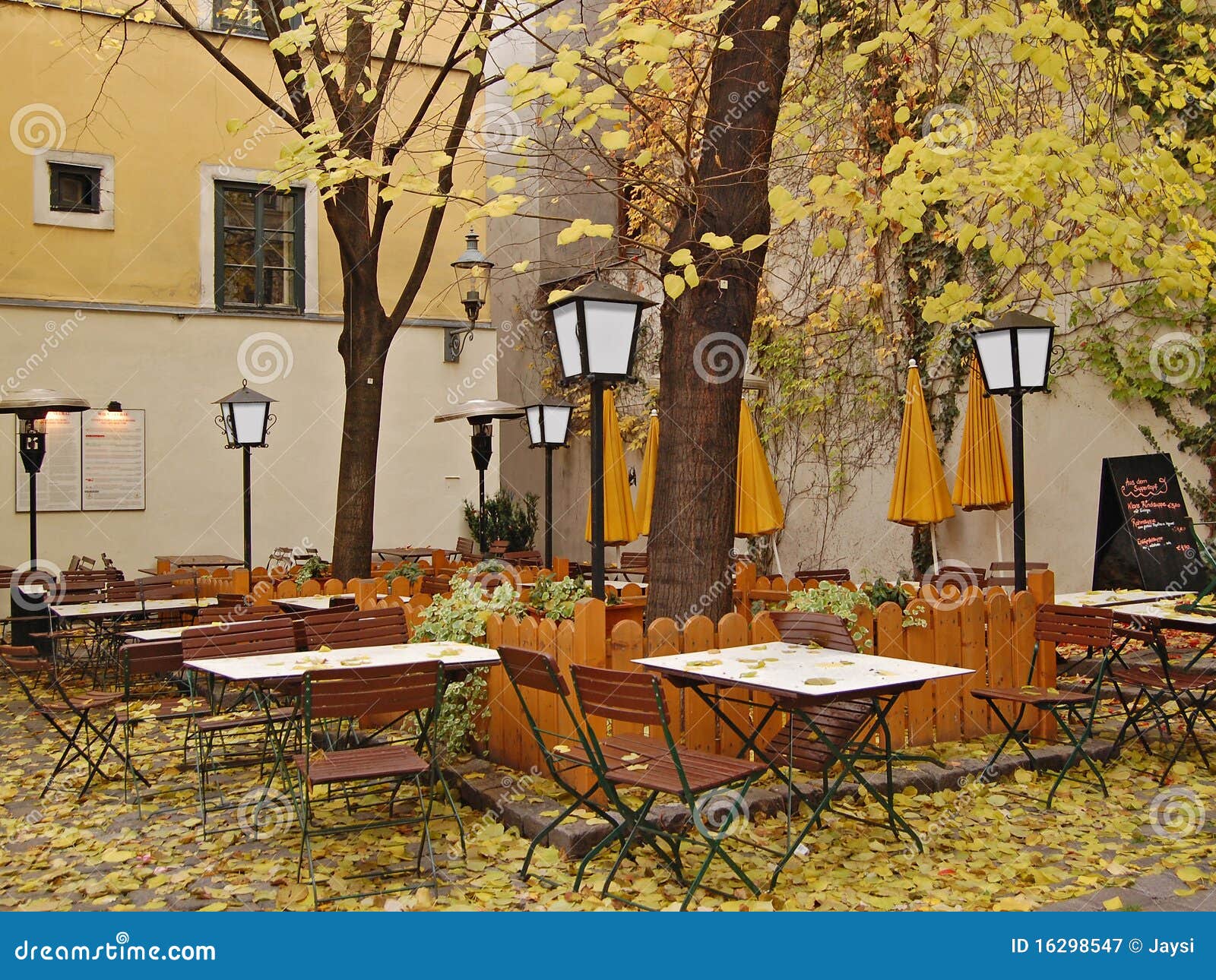 Autumn cafe stock image. Image of seats, inviting, loneliness - 16298547