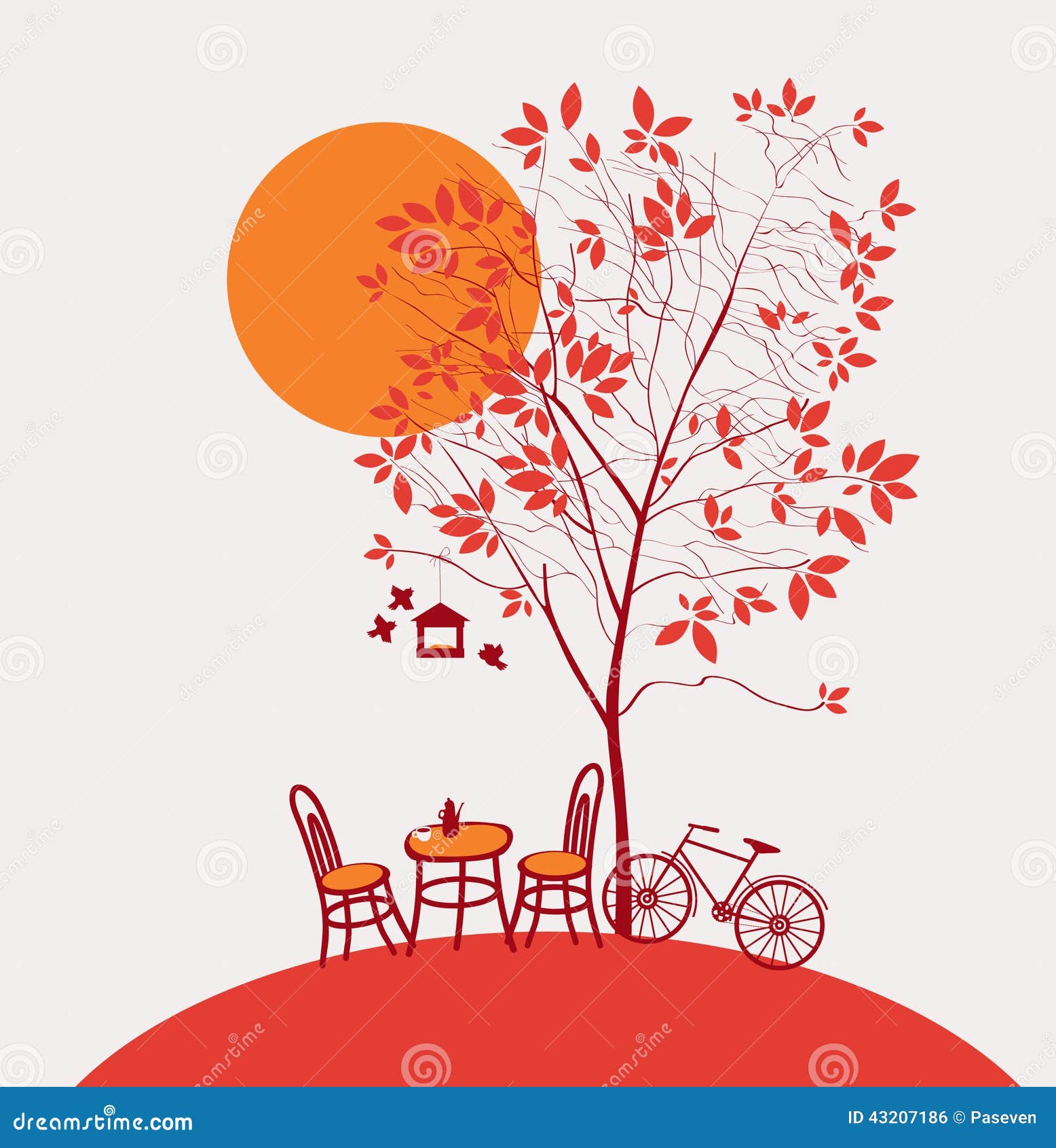 Autumn cafe stock vector. Illustration of birdhouse, country - 43207186