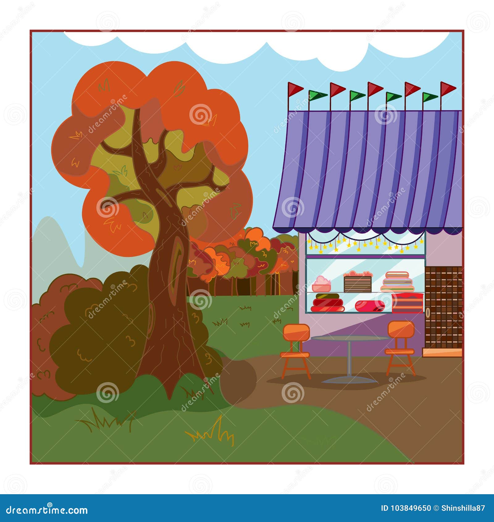 Autumn Cafe Vector Illustration Stock Vector - Illustration of orange ...