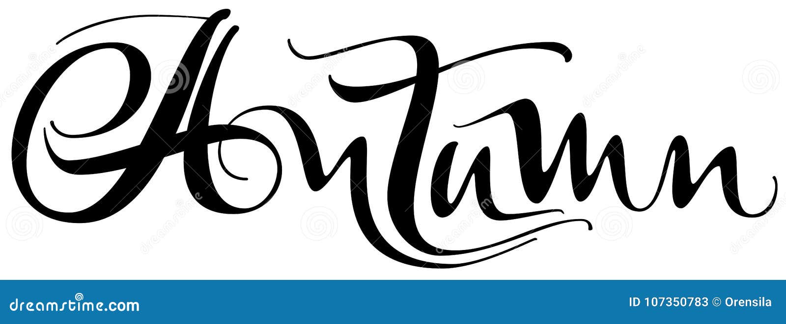 Autumn Calligraphy Handwritten Text Isolated on White Stock Vector ...