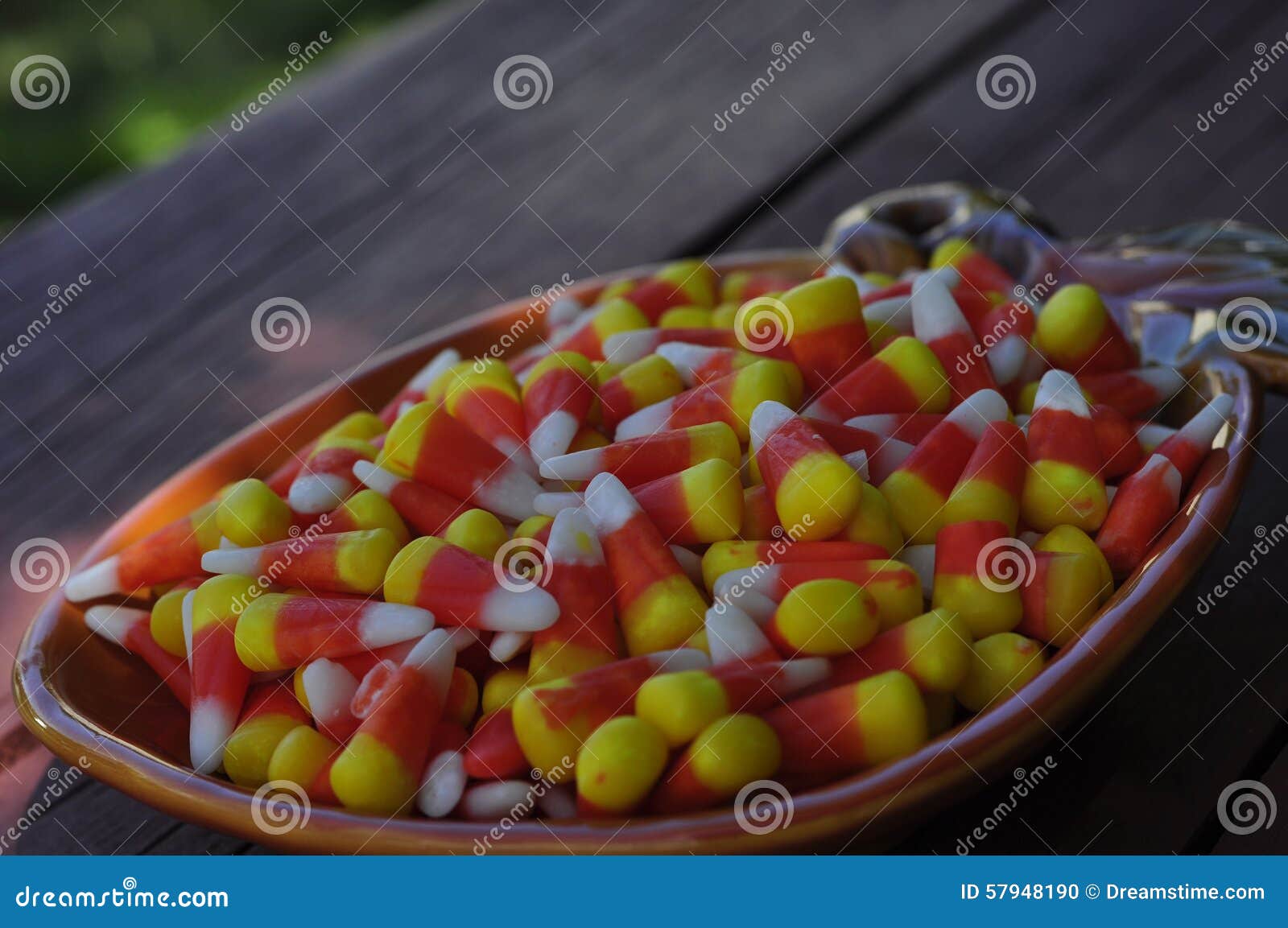 Autumn Candy Dish Filled with Candy Corn Stock Photo - Image of wood ...