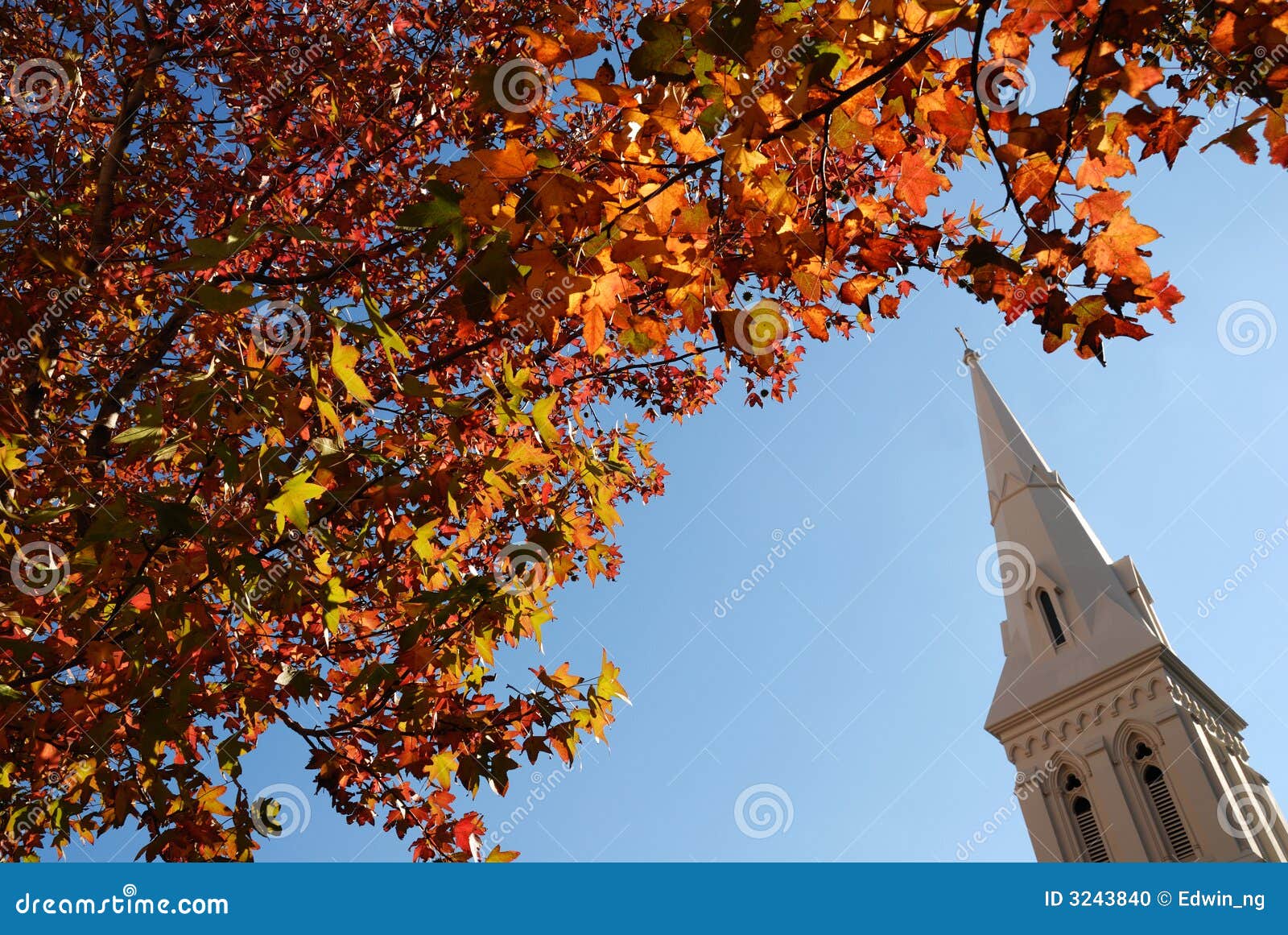 Autumn Church stock photo. Image of church, religion, blue - 3243840