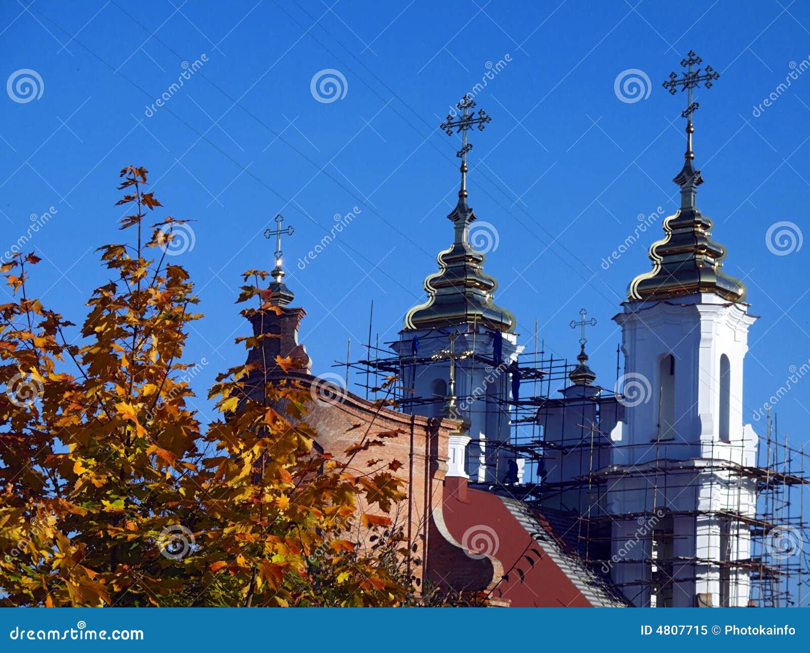 Autumn church stock image. Image of construction, roof - 4807715