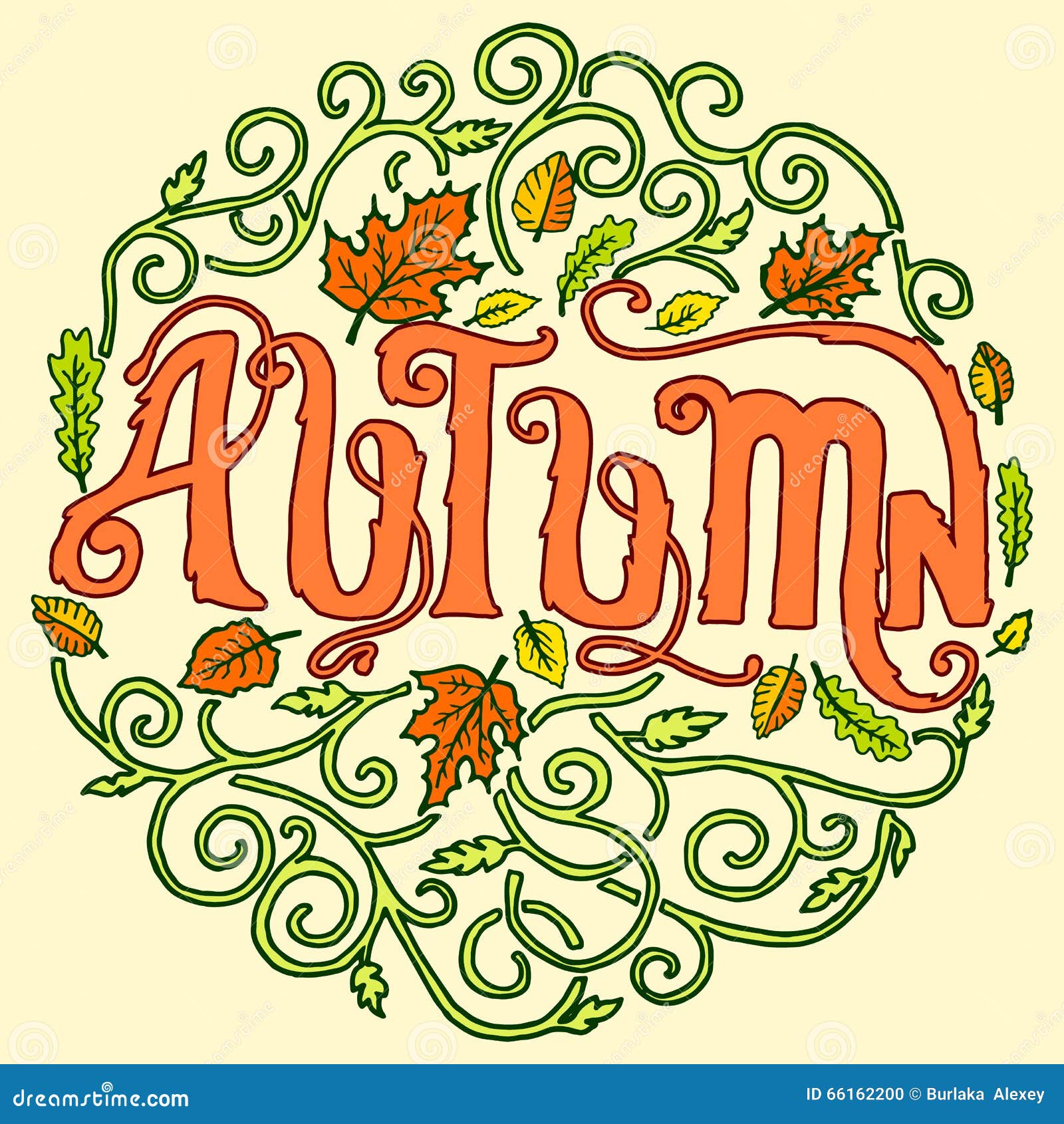 Autumn Circle Art Decoration Ornament Background Concept. Vector ...