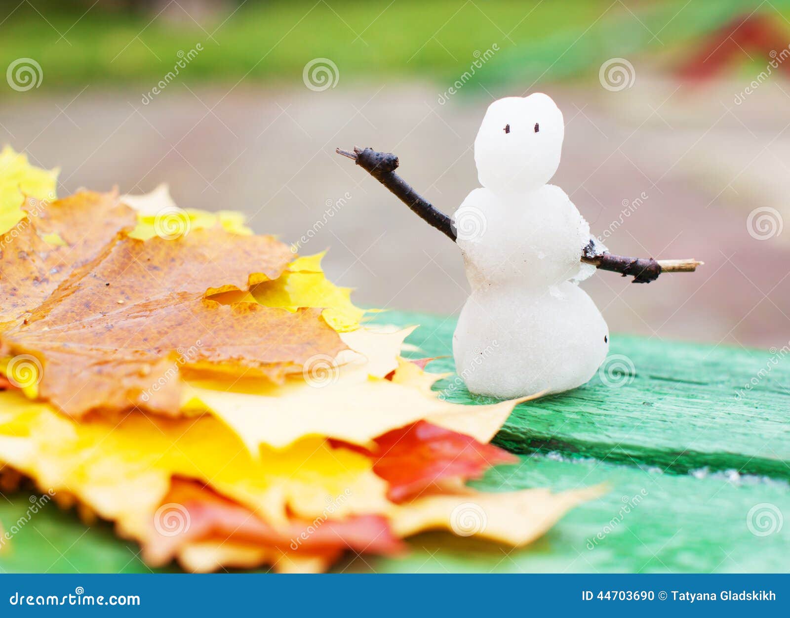 Autumn stock photo. Image of snowman, snow, leaf, autumn - 44703690