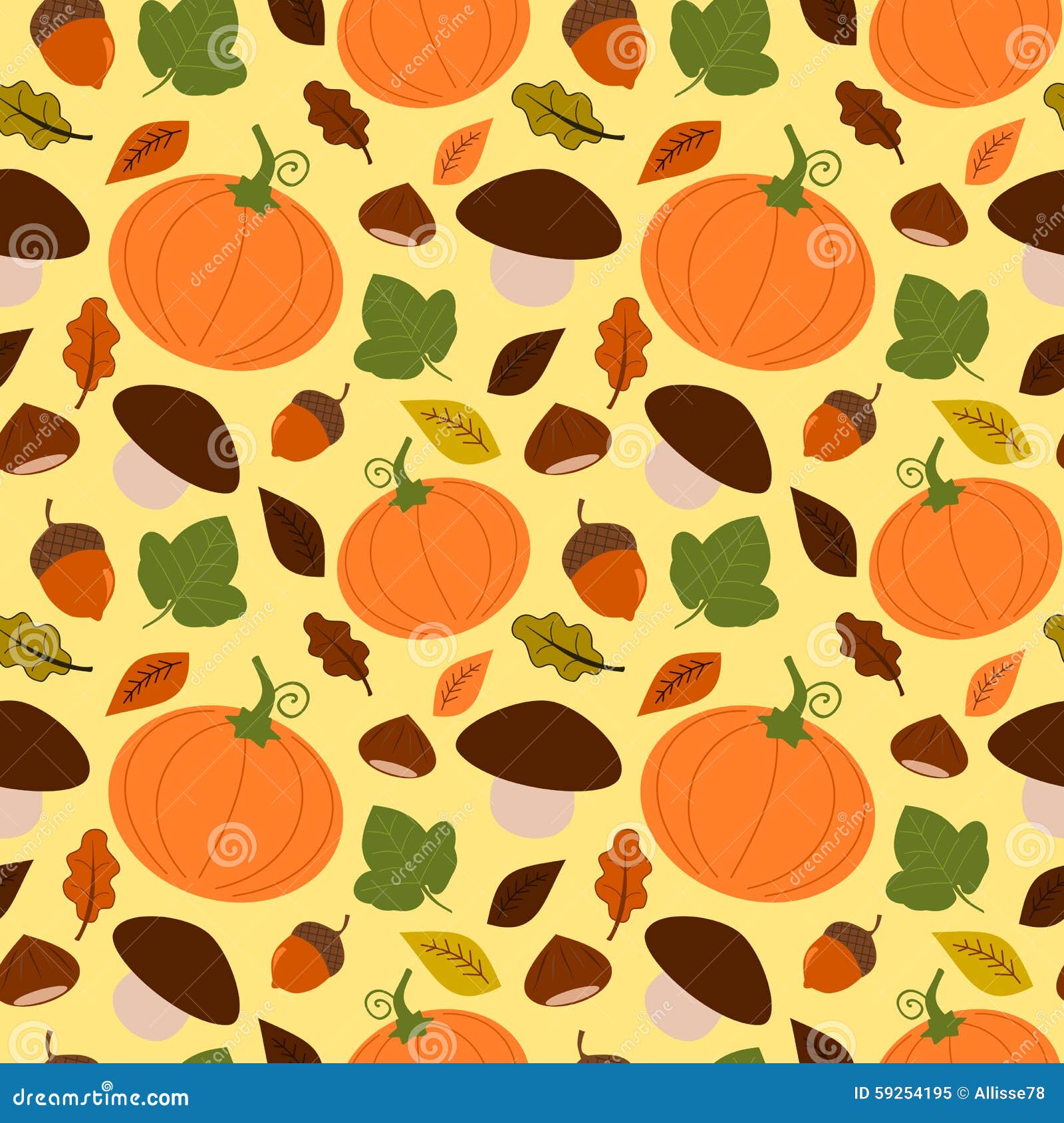 Autumn Collection Season Seamless Pattern Background Illustration Stock ...