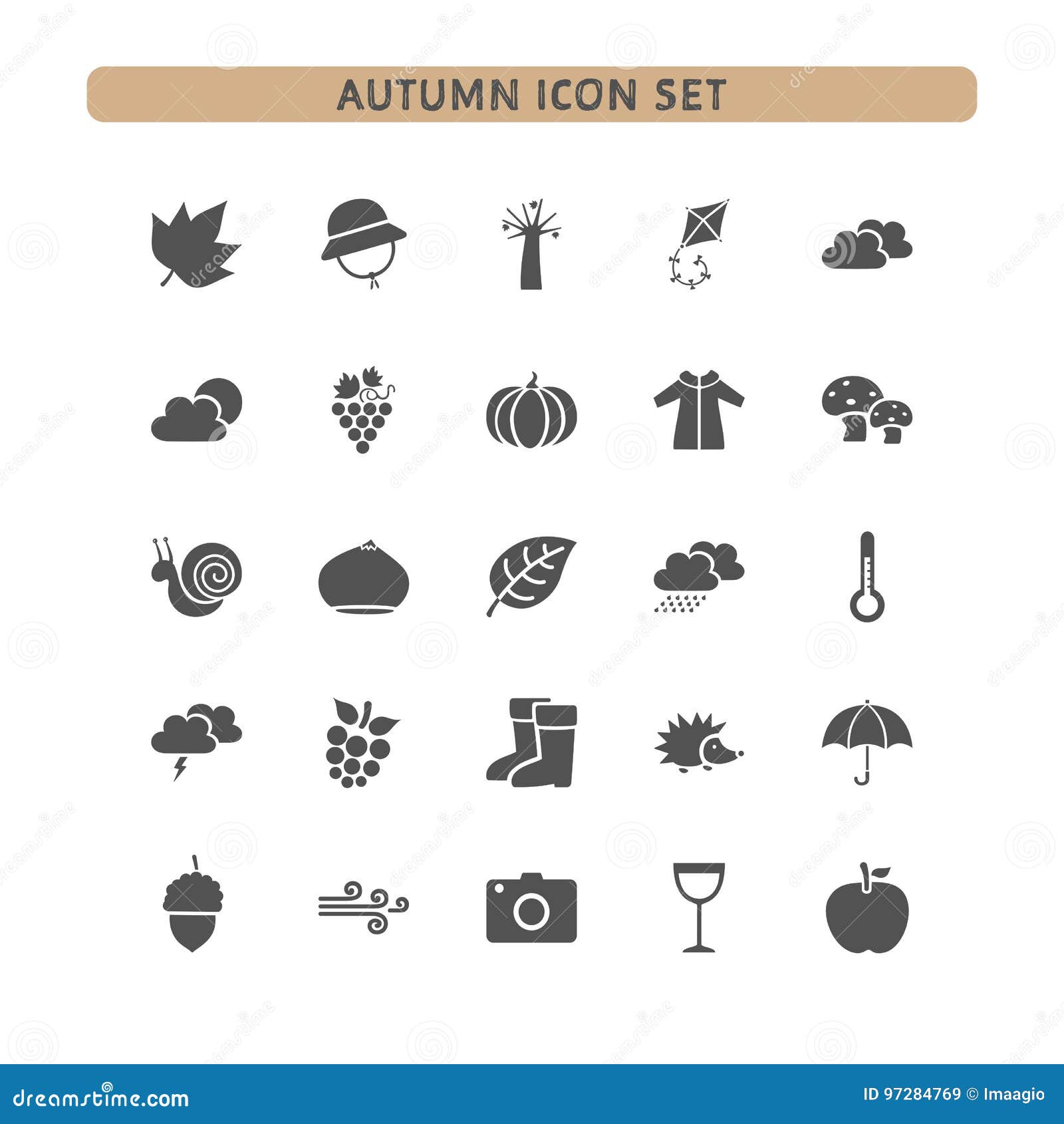 Autumn color icon set stock vector. Illustration of autumn - 97284769