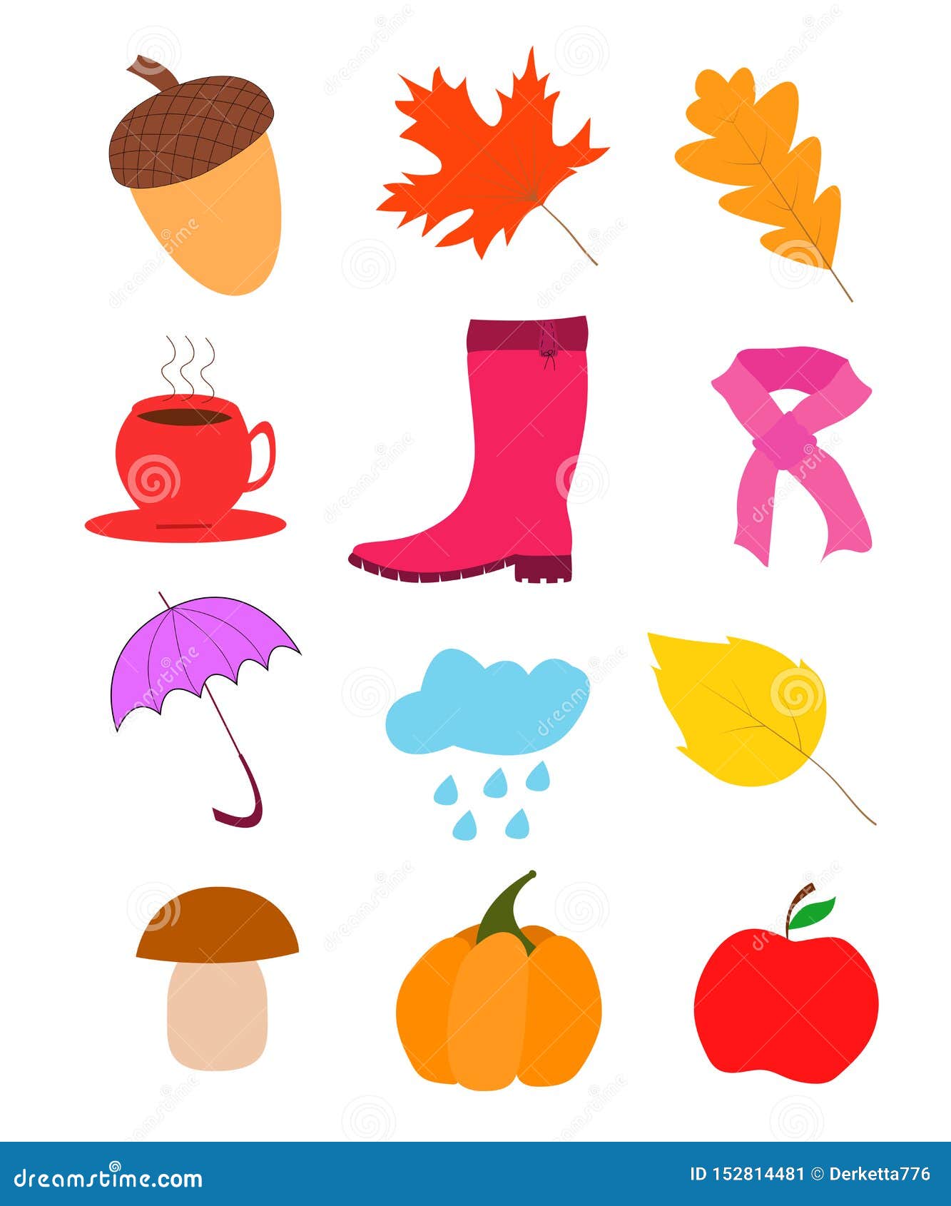 Autumn Color Icon and Symbols Set for Design Stock Illustration ...
