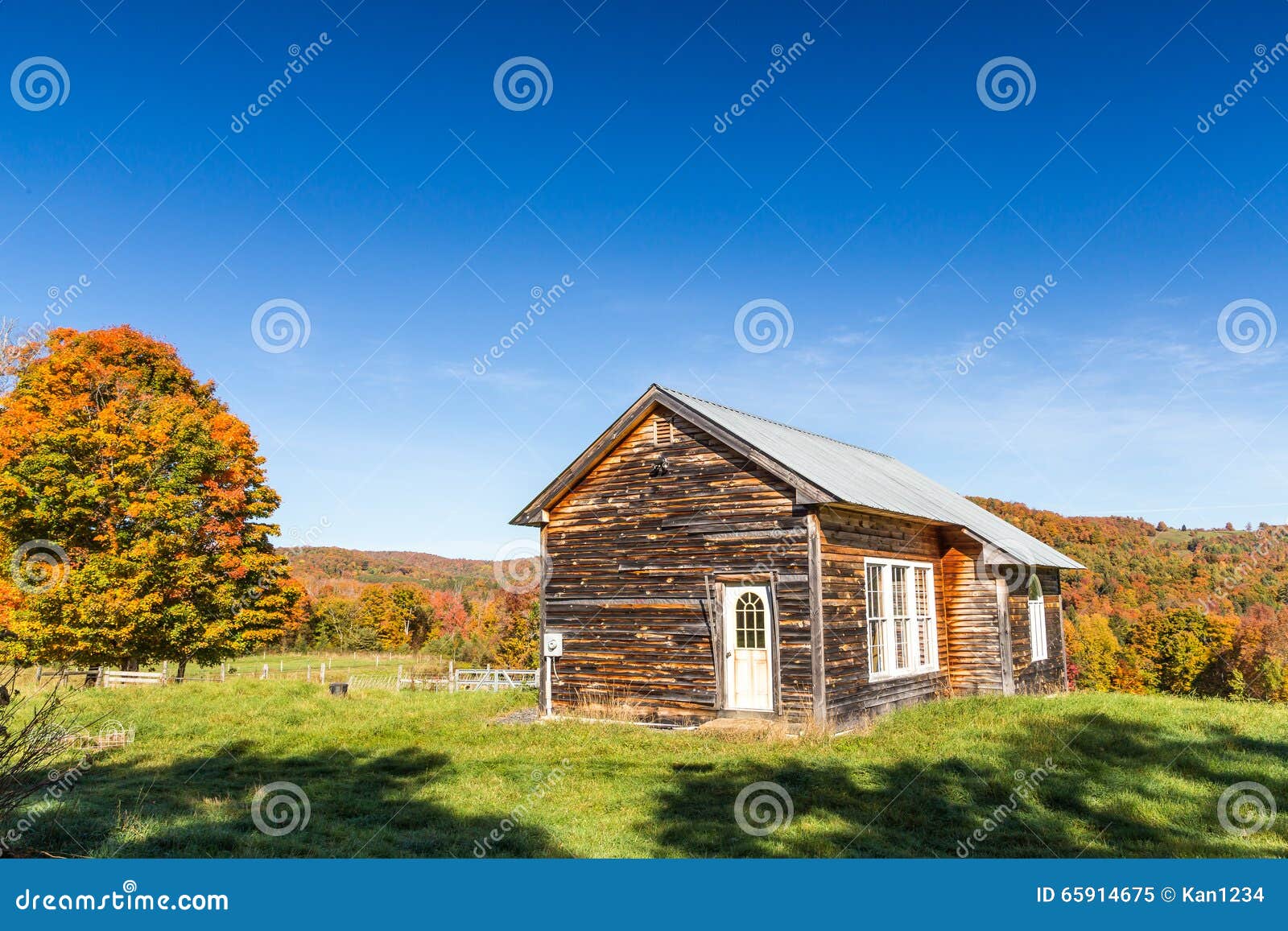 Autumn Color and Old Barn in Vermont Countryside. Stock Image - Image ...