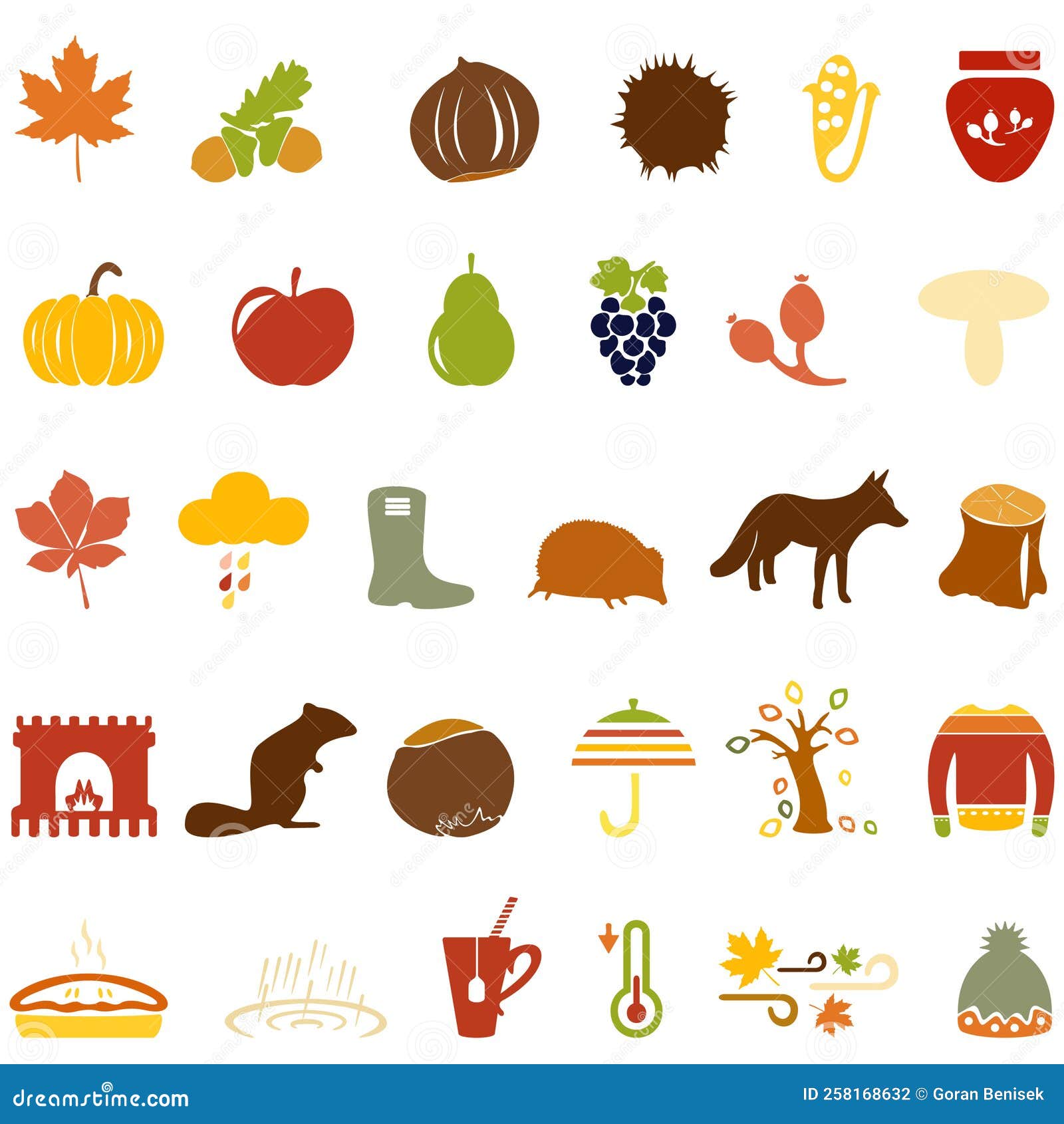 Autumn in Color on a White Surface with Symbols. Stock Illustration ...