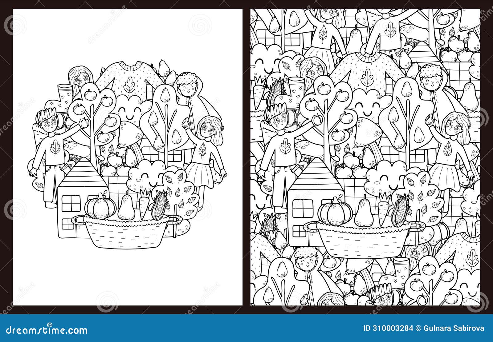 Autumn Coloring Page For Adult. Flower Coloring Page. Autumn Girl ...