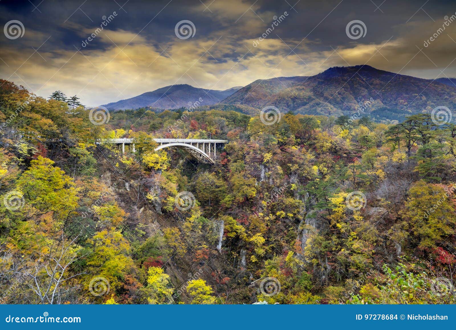 Autumn Colors of Naruko Gorge in Japan and Nice Blue and Cloud B Stock ...