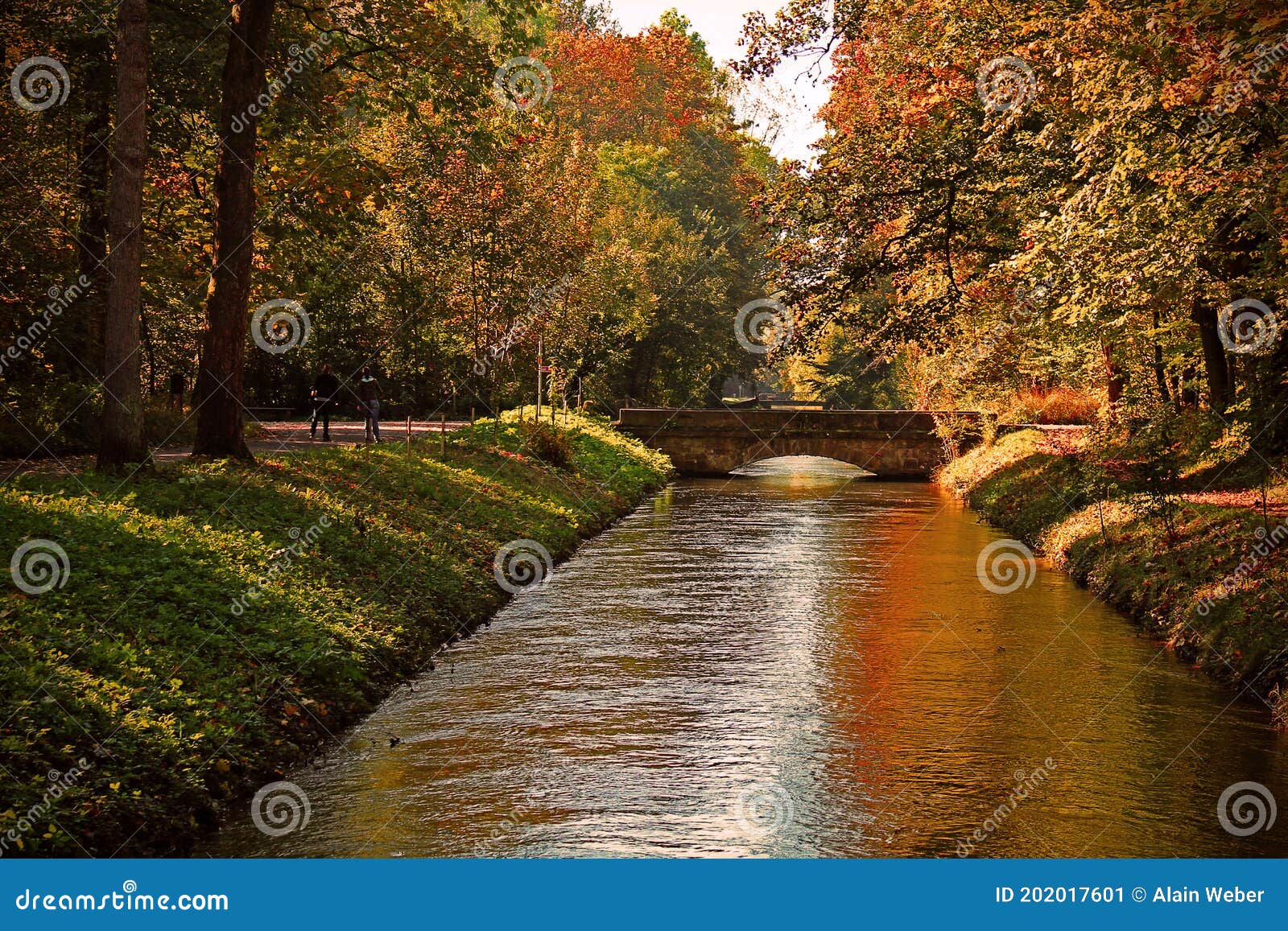 Autumn Colors Over the Wiese River in Basel Stock Image - Image of ...