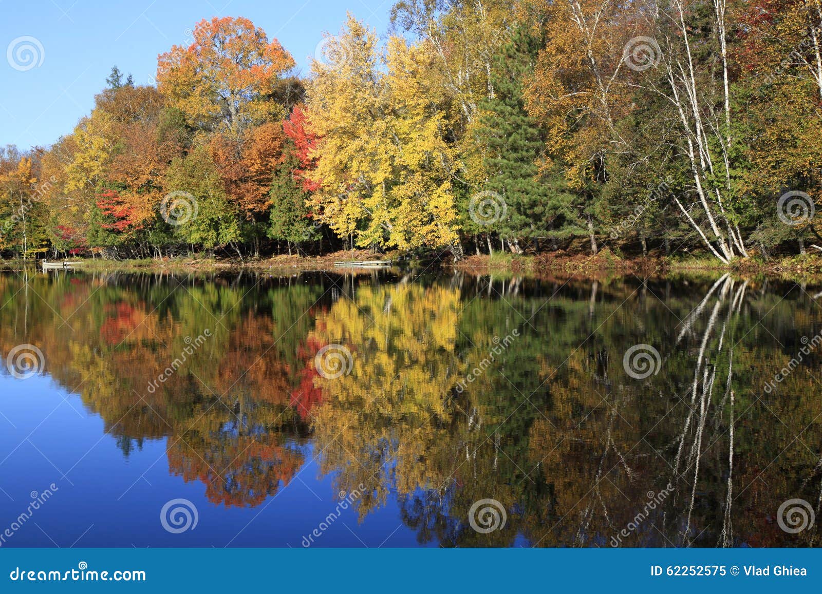 Autumn Colors Reflections on the Lake, Quebec Stock Image - Image of ...