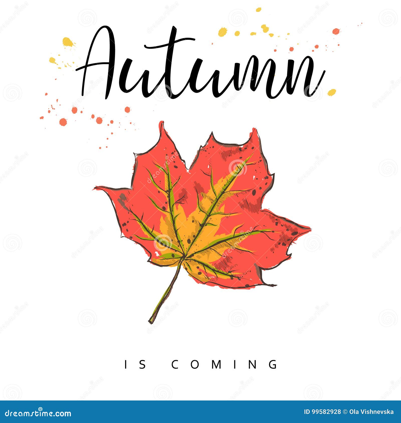 Autumn is Coming. Autumn Leaves. Hand Drawn Illustration. Stock ...