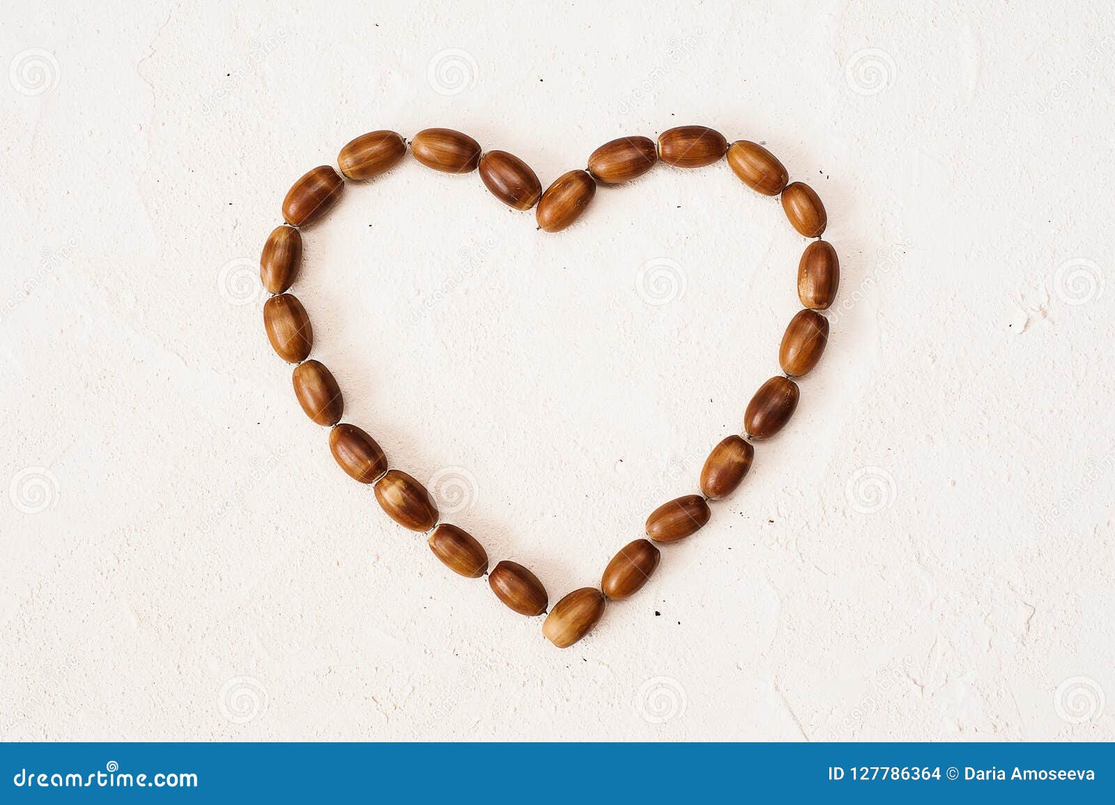 Autumn Composition. Frame Made of Acorn in the Shape of Heart on White ...