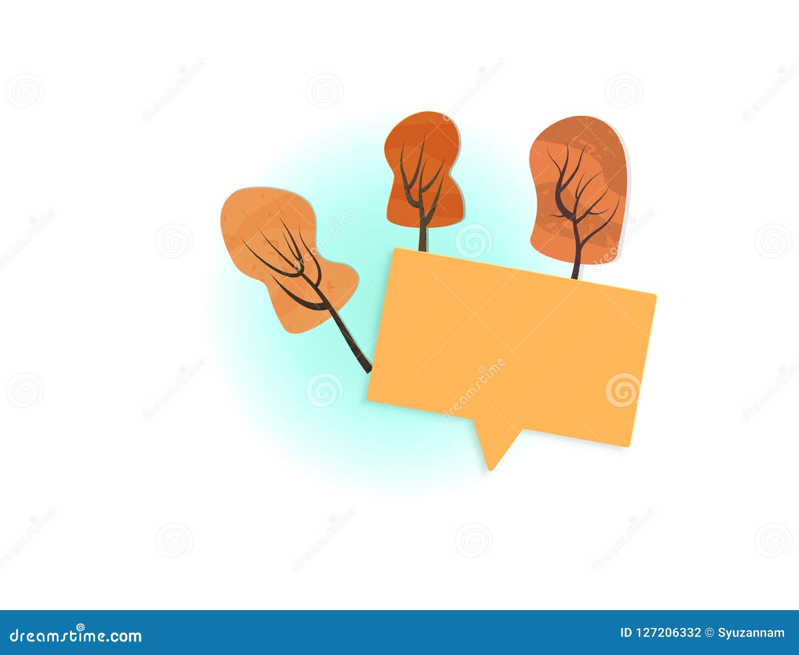Autumn Composition with Speech Bubble and Trees Decoration. Vector ...
