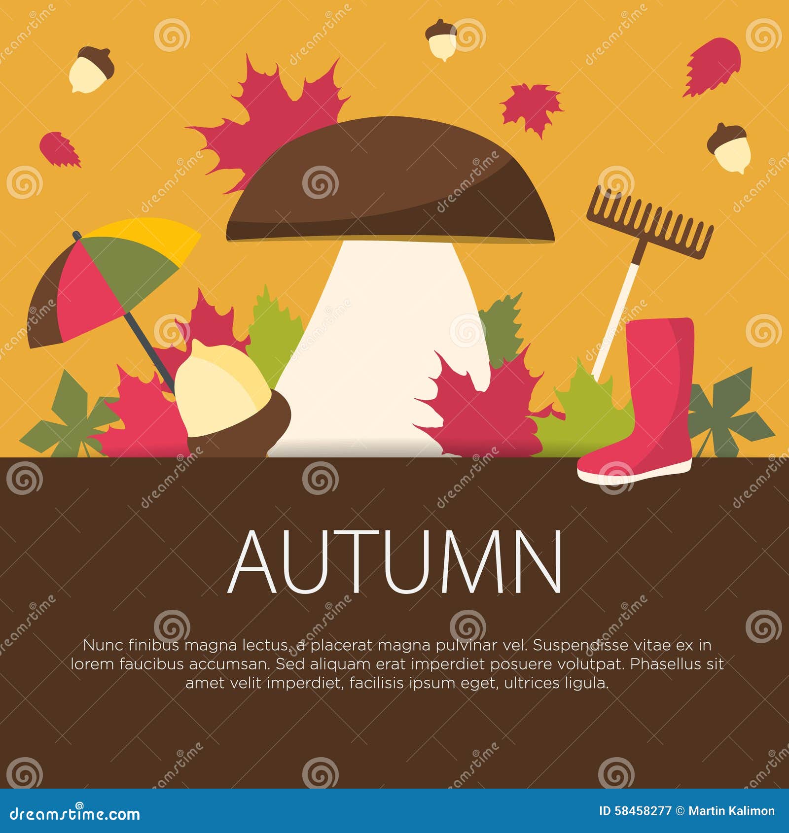 Autumn Concept in Flat Design. Stock Vector - Illustration of icon ...