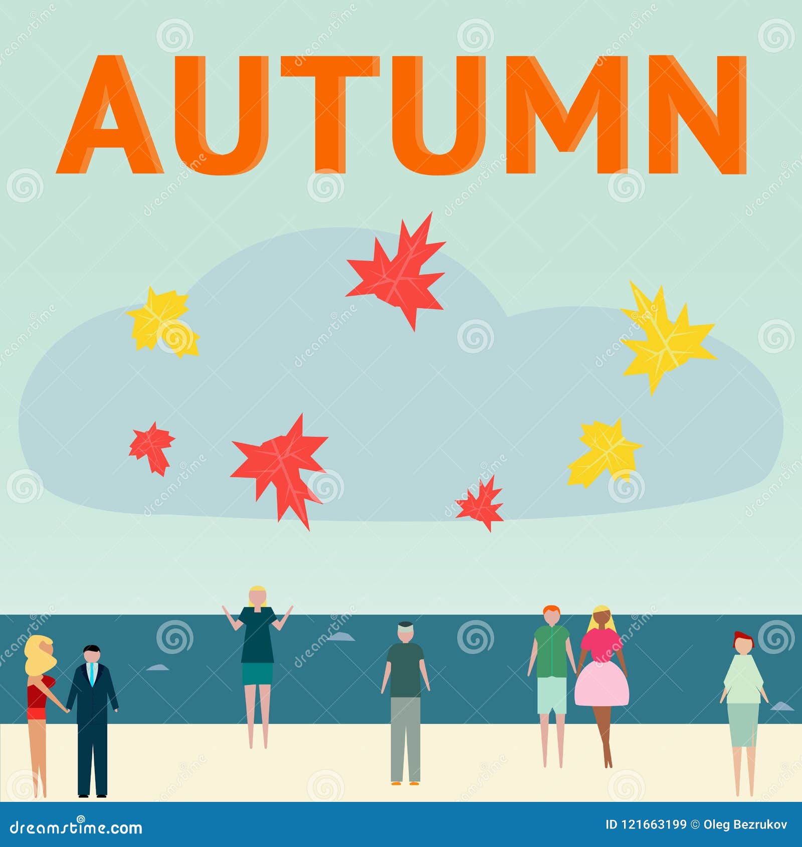 Autumn Concept, People, Leaf Fall. Vector Stock Vector - Illustration ...