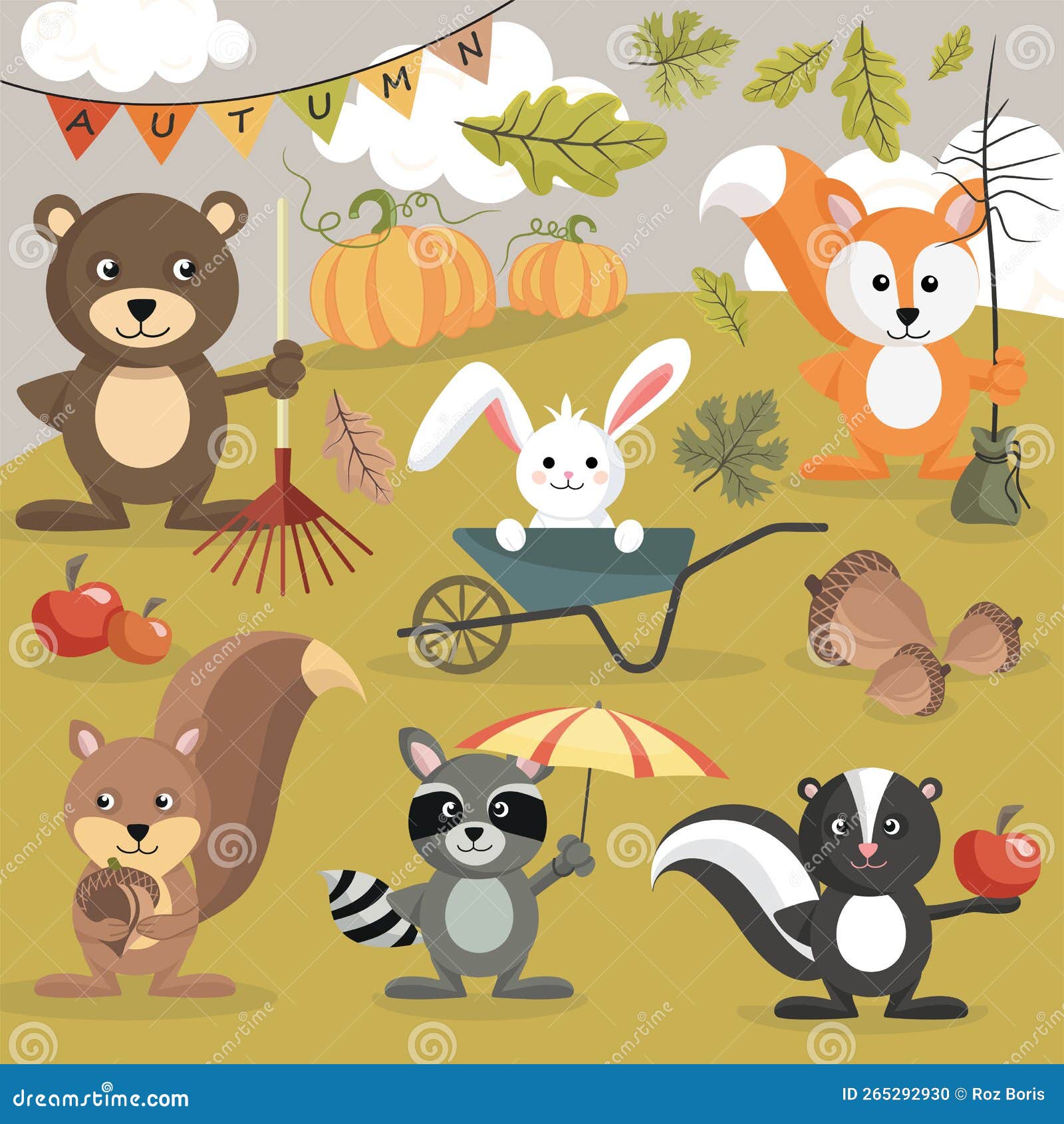 Autumn Critters Vector Artwork Stock Vector - Illustration of flora ...