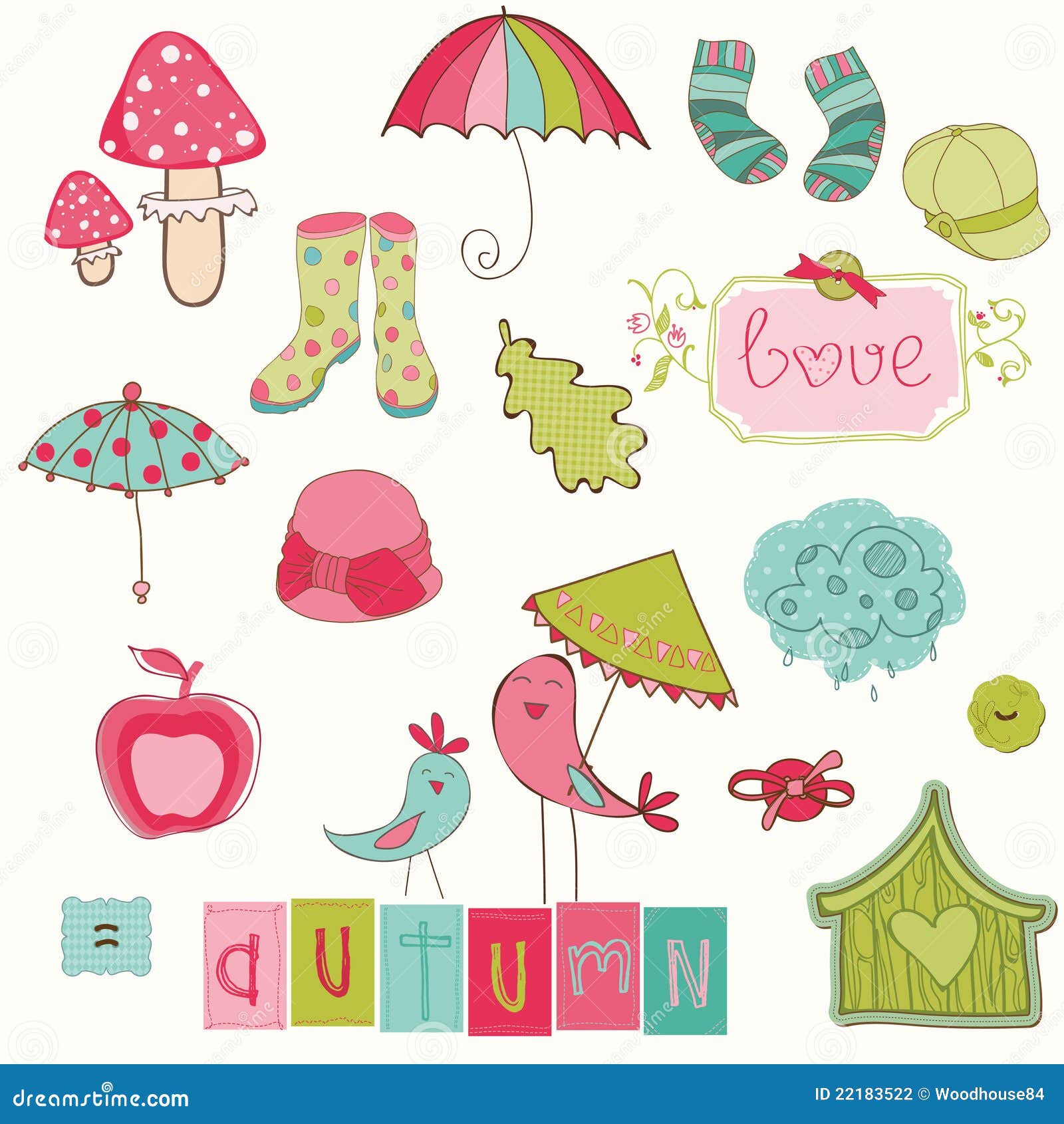 Autumn Cute Elements Set stock vector. Illustration of happy - 22183522