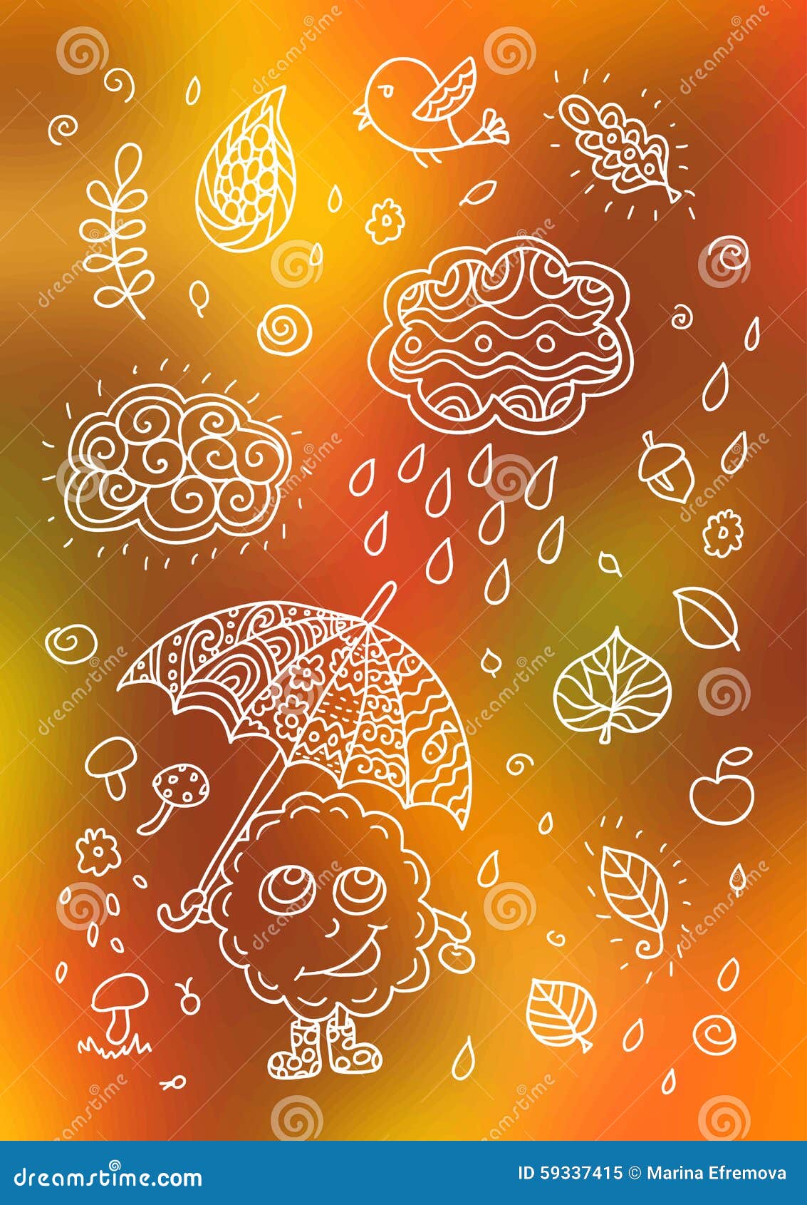 Autumn Cute Elements Set stock vector. Illustration of forest - 59337415