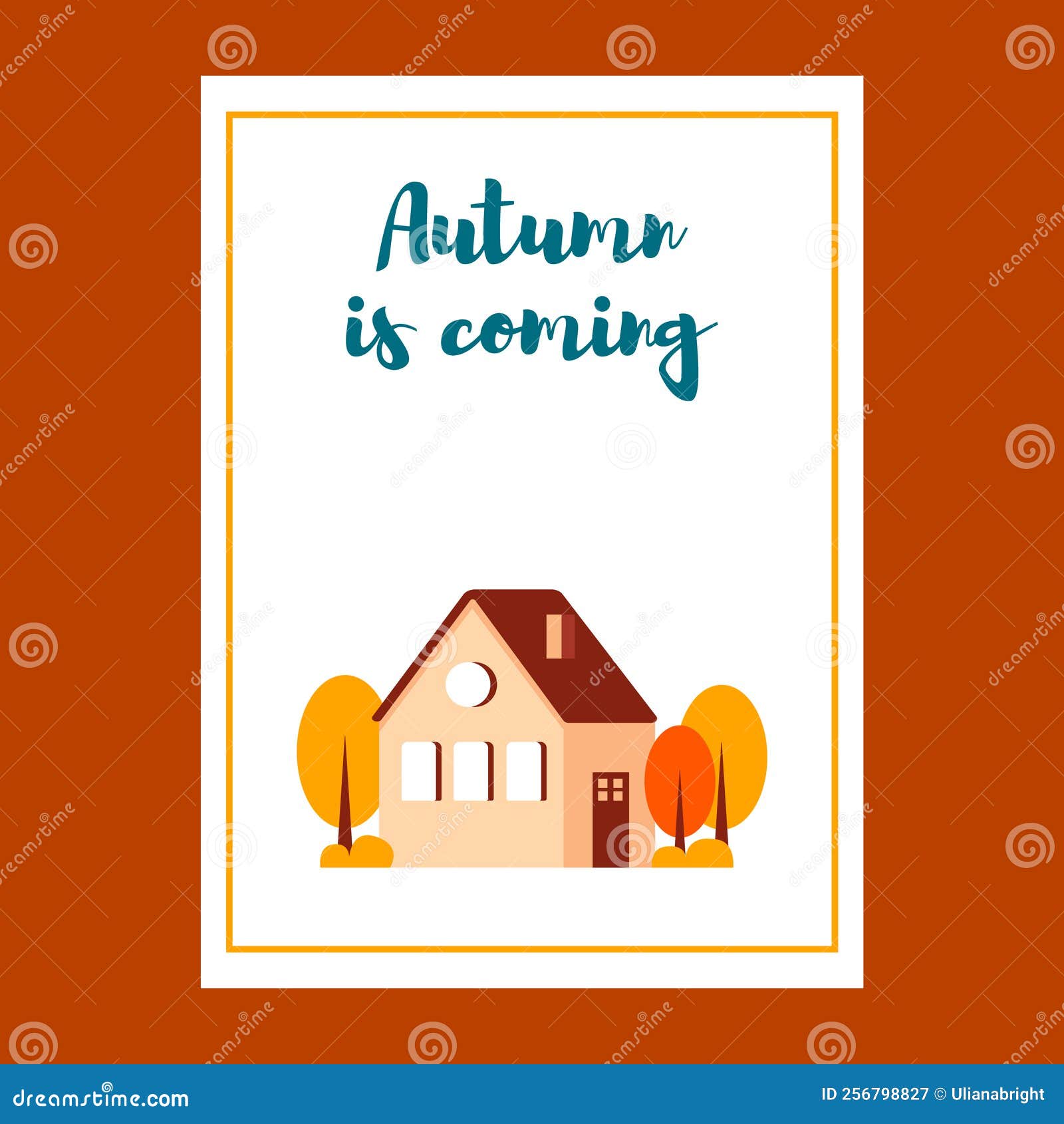 Autumn Cute Postcard. Vector Illustration. Stock Vector - Illustration ...