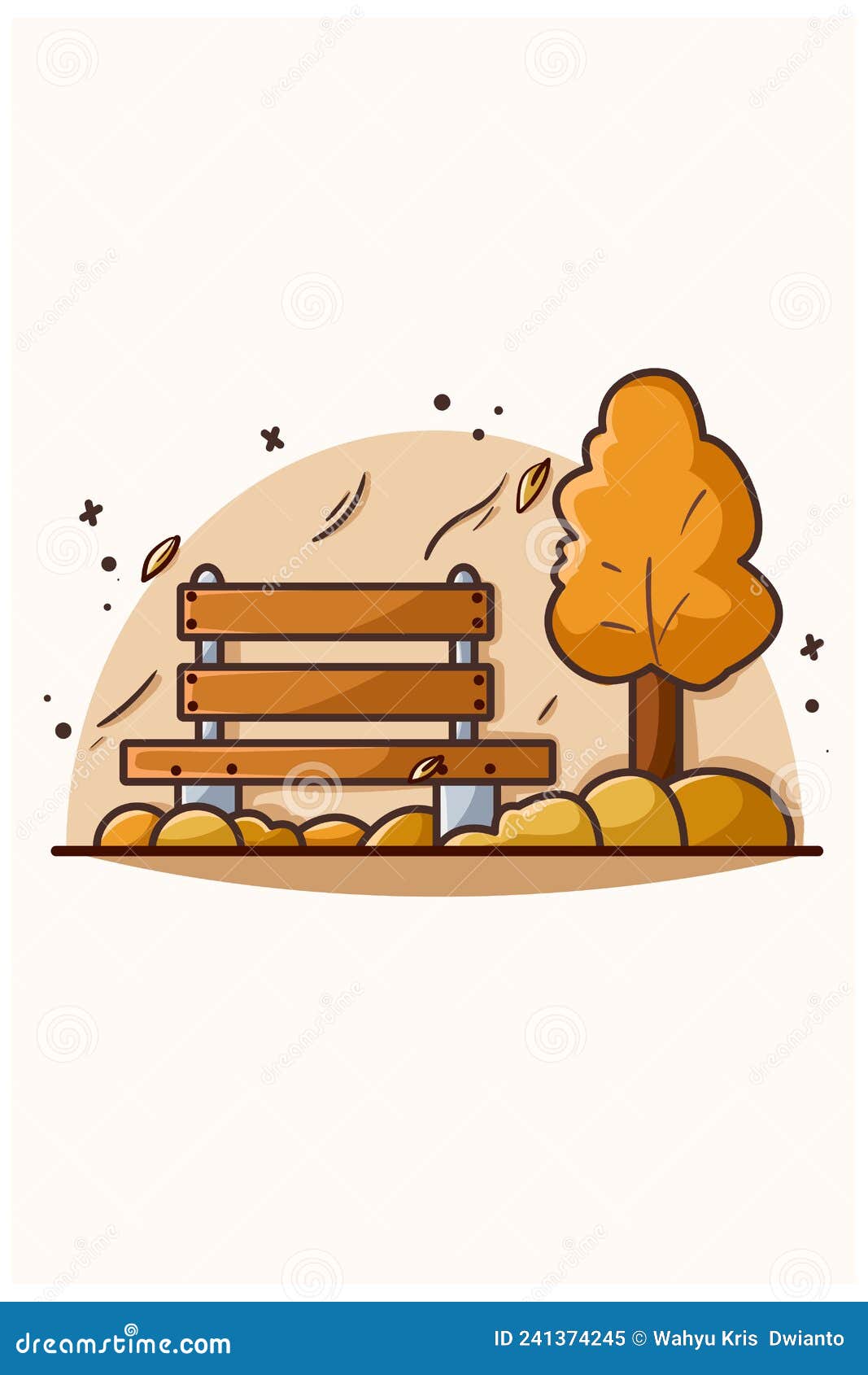 Autumn Day in a Curb with Standee Tree Illustration Stock Vector ...