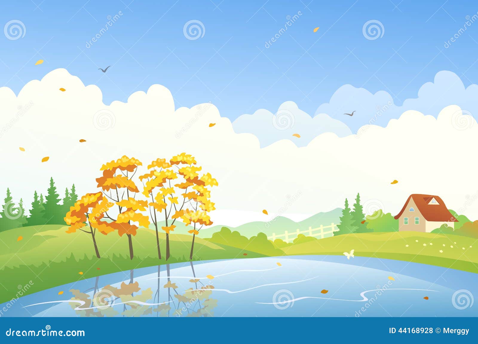 Autumn day scene stock vector. Illustration of beauty - 44168928