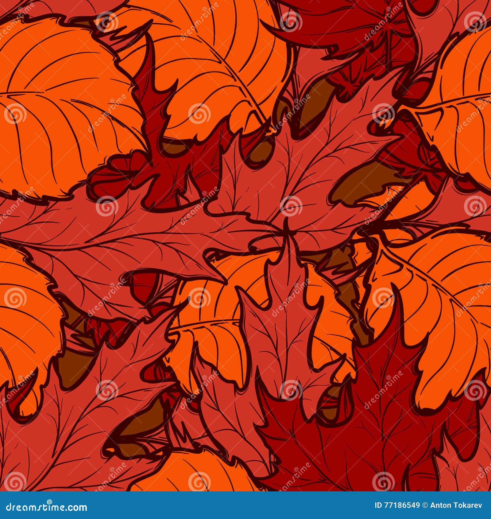 Autumn Deciduous Leaves Seamless Pattern Stock Vector - Illustration of autumn, floral: 77186549