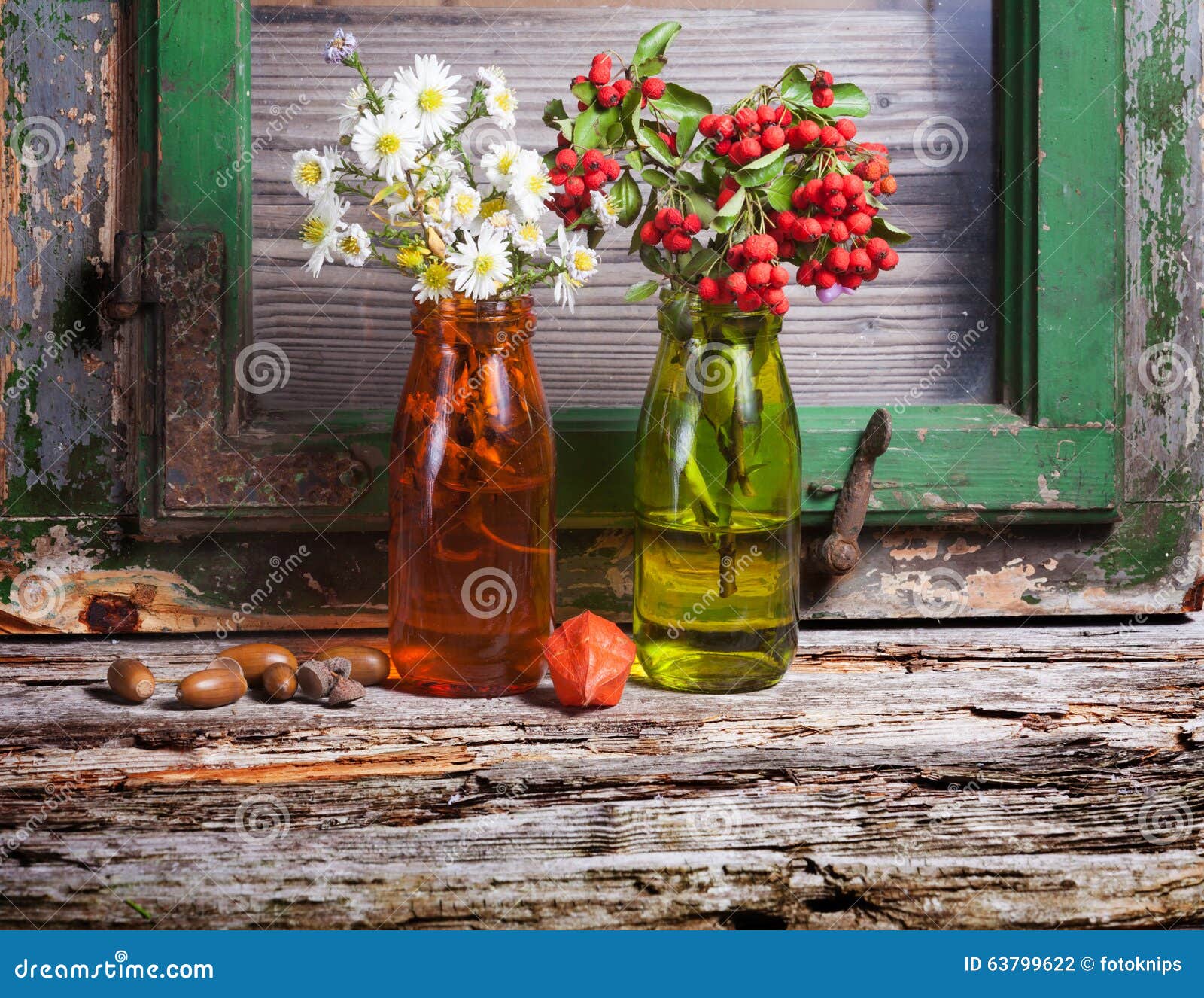 Autumn Decoration on Window Sill Stock Photo - Image of retro, greeting ...