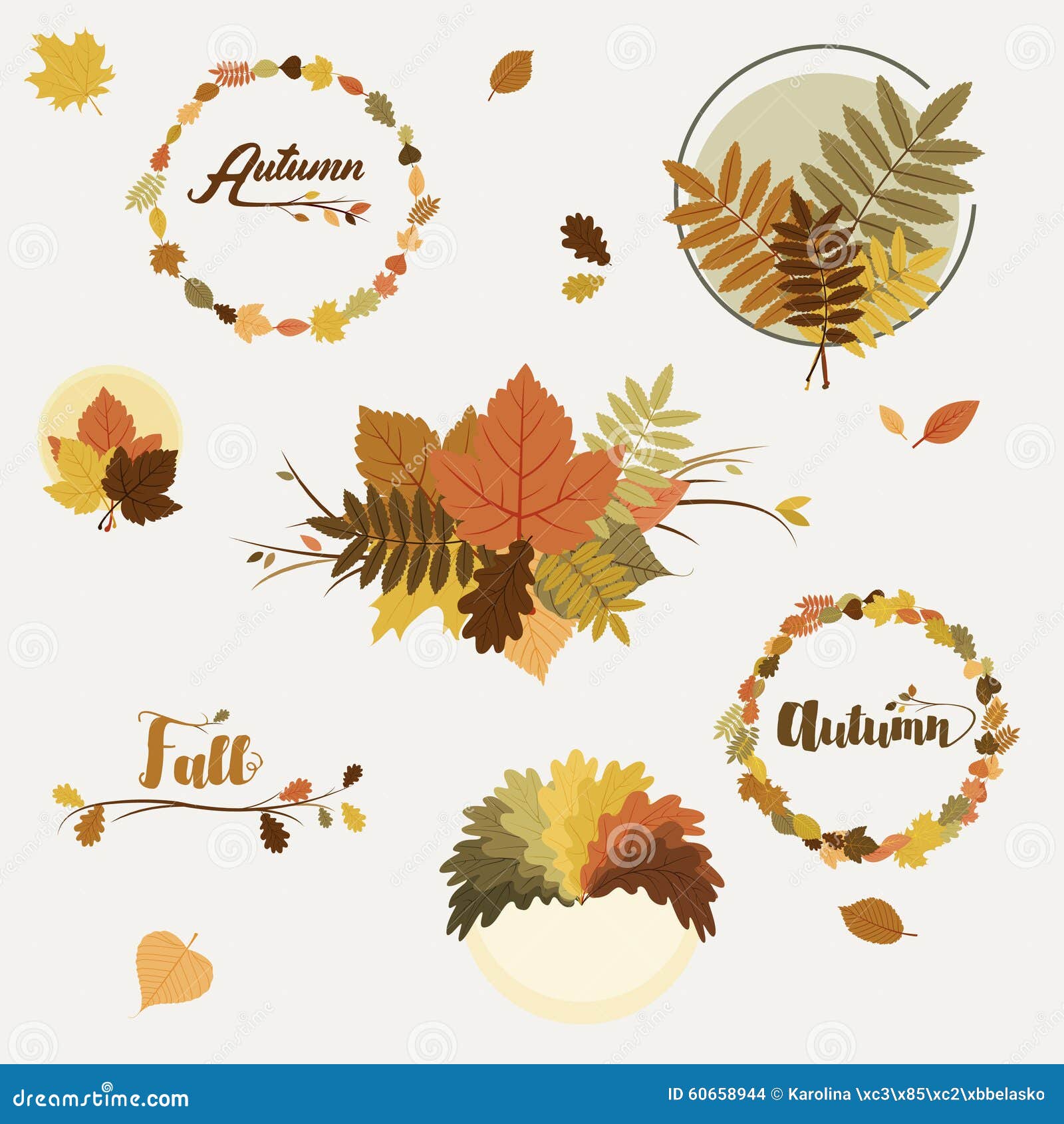 Autumn decorations stock vector. Illustration of leaf - 60658944