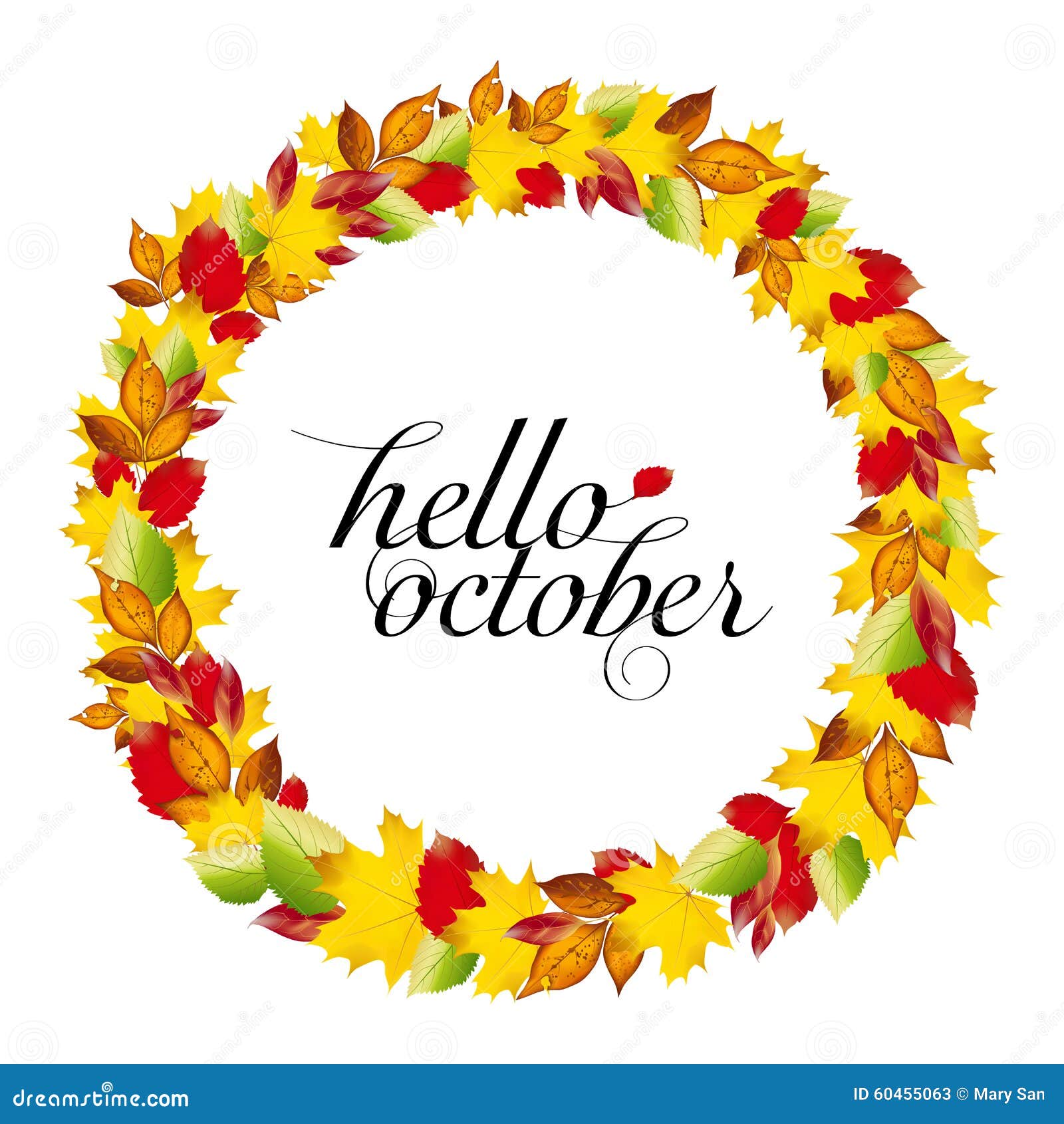 Autumn Design. Wreath of Colorful Leaves Stock Vector - Illustration of ...