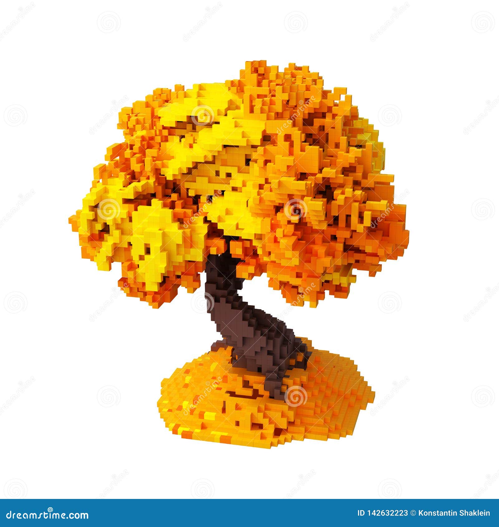 Autumn Digital Pixelated Tree Isolated on White Background Stock ...