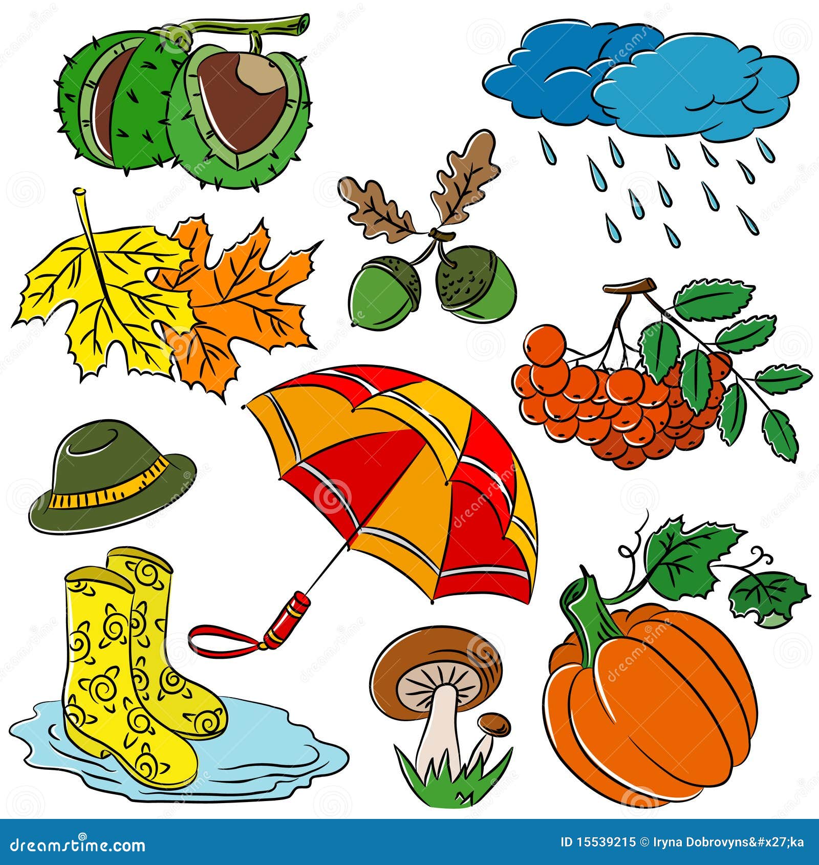 Autumn doodles stock vector. Illustration of design, doodle - 15539215