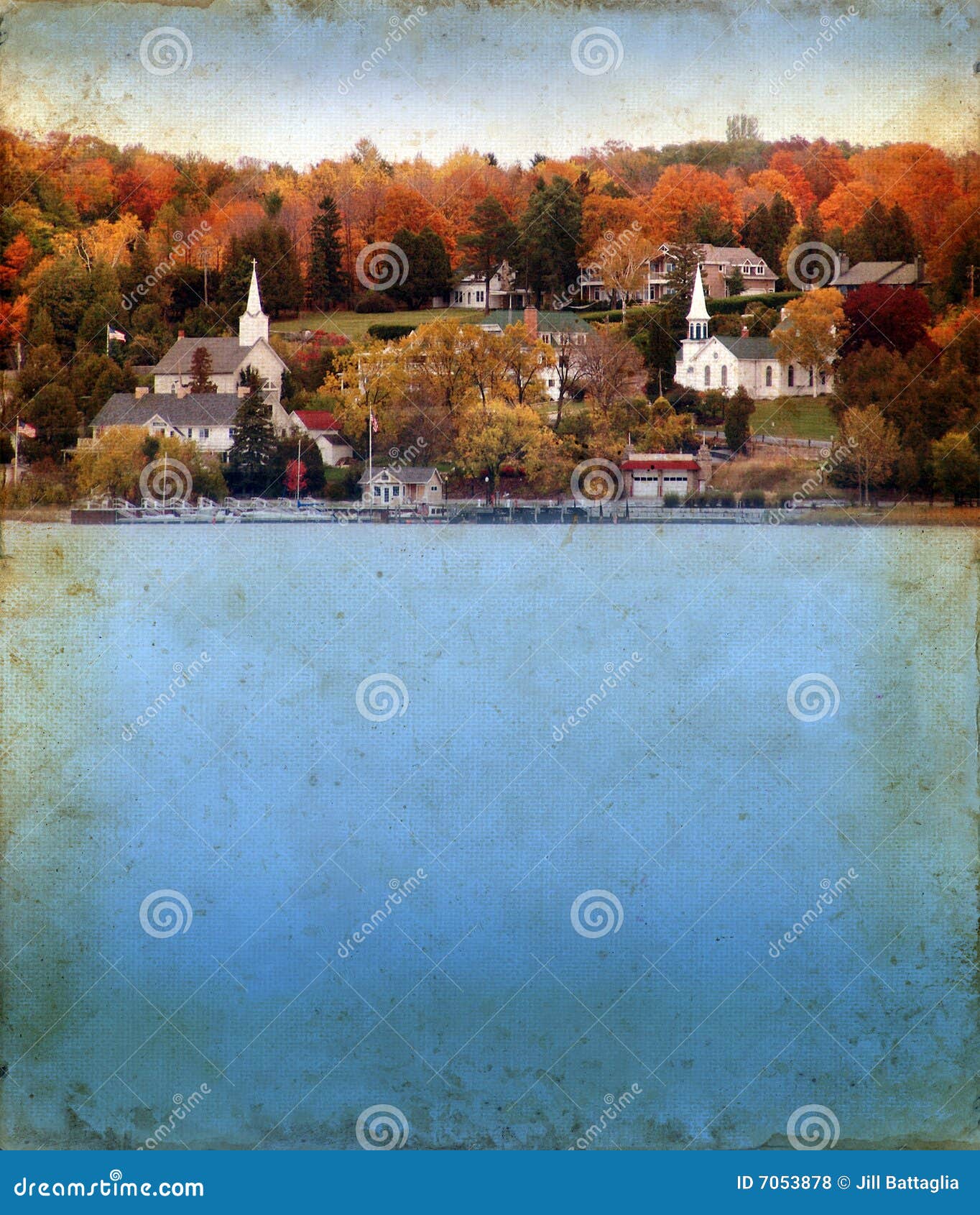 Autumn in Door County on Grunge Background Stock Photo - Image of ...